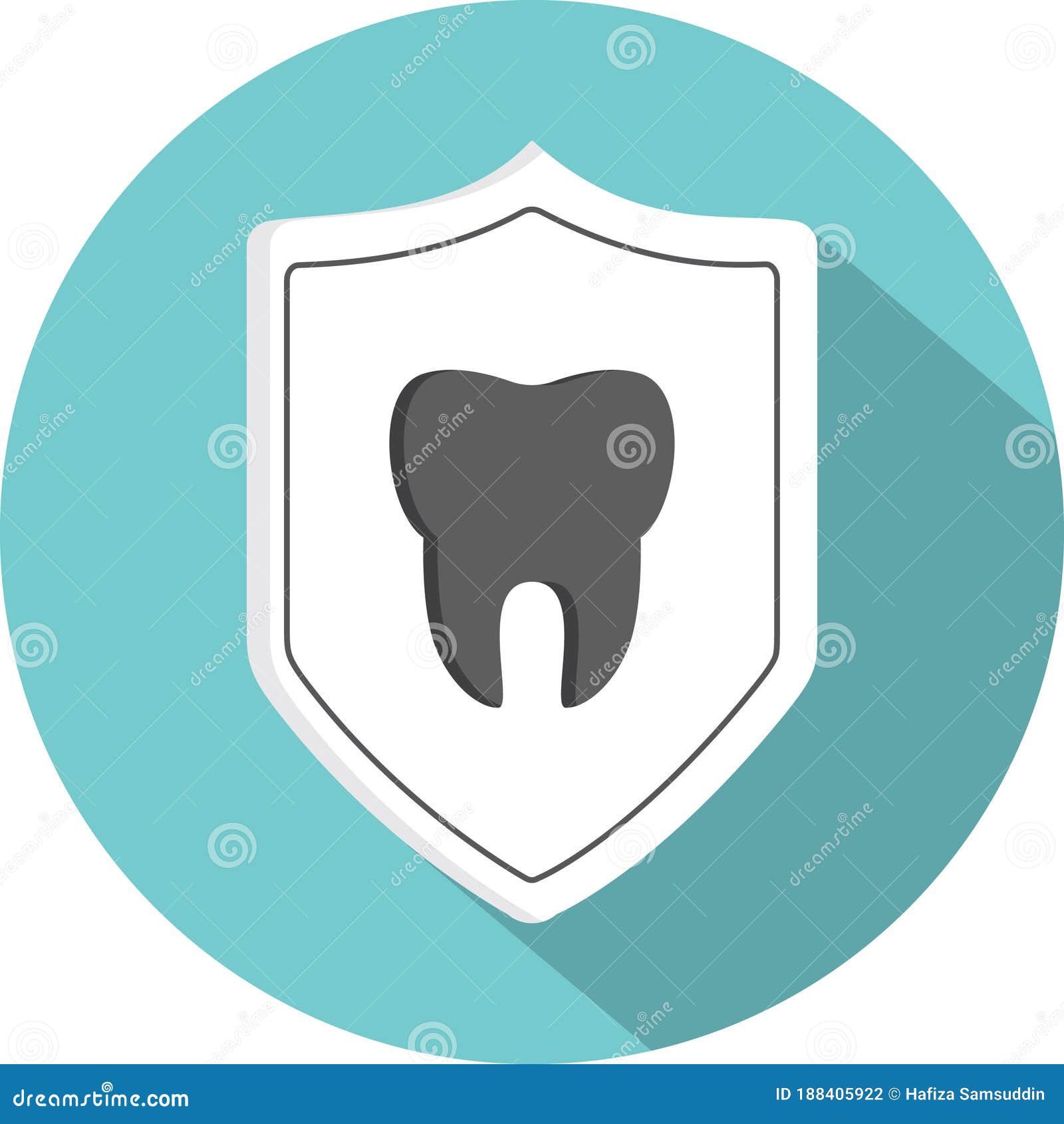 Tooth with Shield. Vector Illustration Decorative Design Stock Vector ...