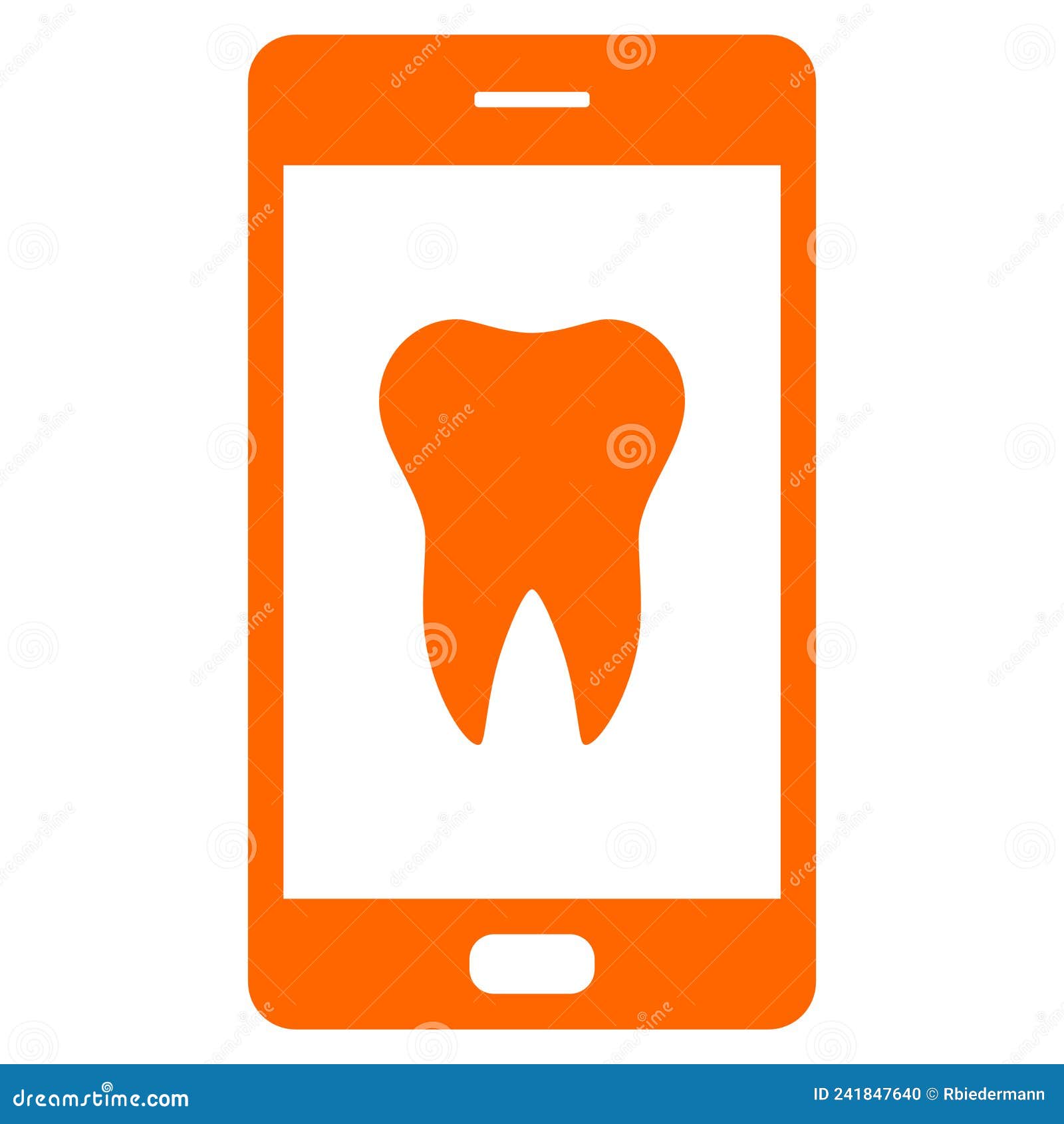 Tooth and smartphone stock vector. Illustration of orange - 241847640