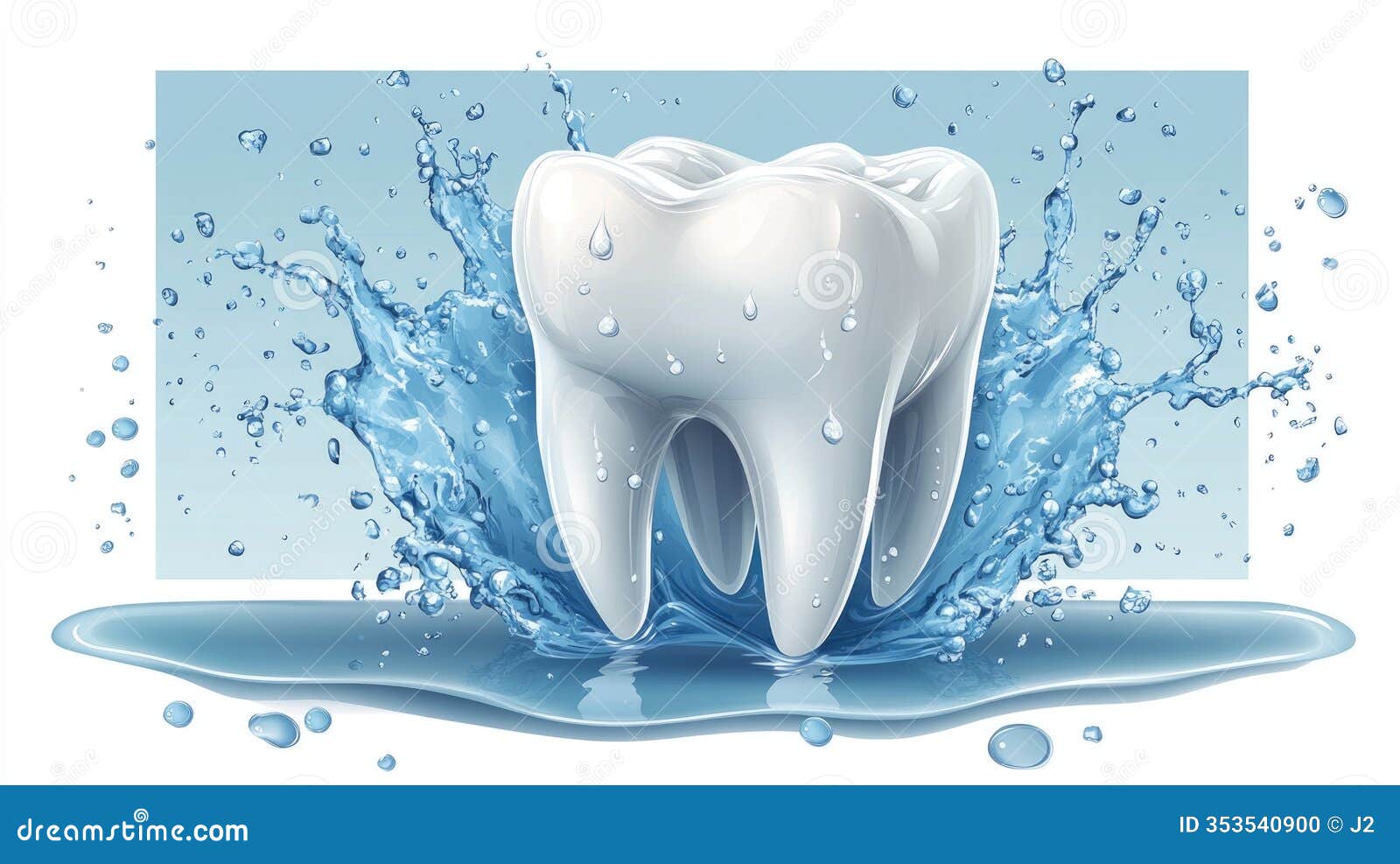 Tooth Splashed with Water Symbolizing Oral Hygiene and Freshness Stock ...
