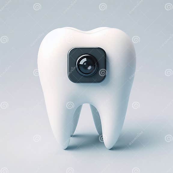 A tooth with a spy camera stock illustration. Illustration of oral ...