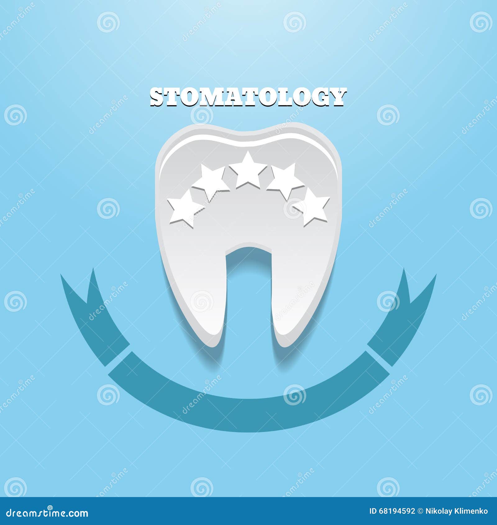 Tooth Stars and Ribbon Label Stomatology Background Eps 10 Vec Stock ...
