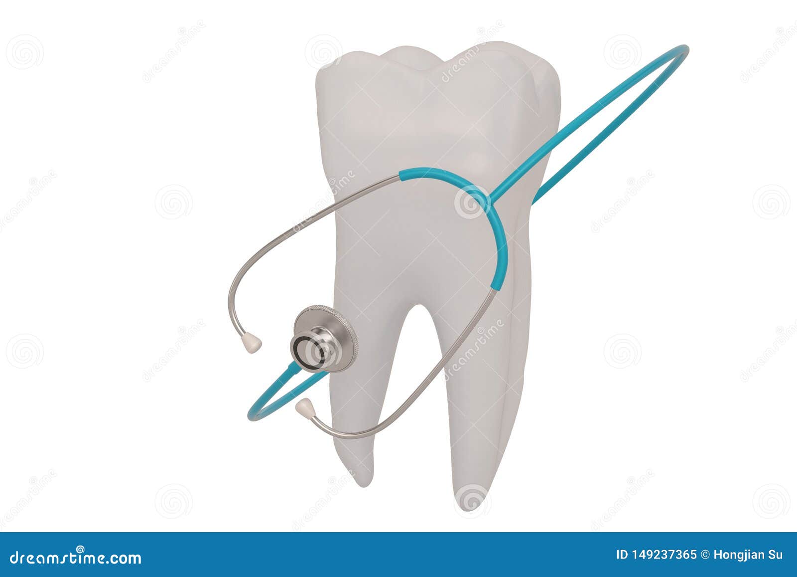 Tooth with Stethoscope Isolated on White Background. 3D Illustration ...