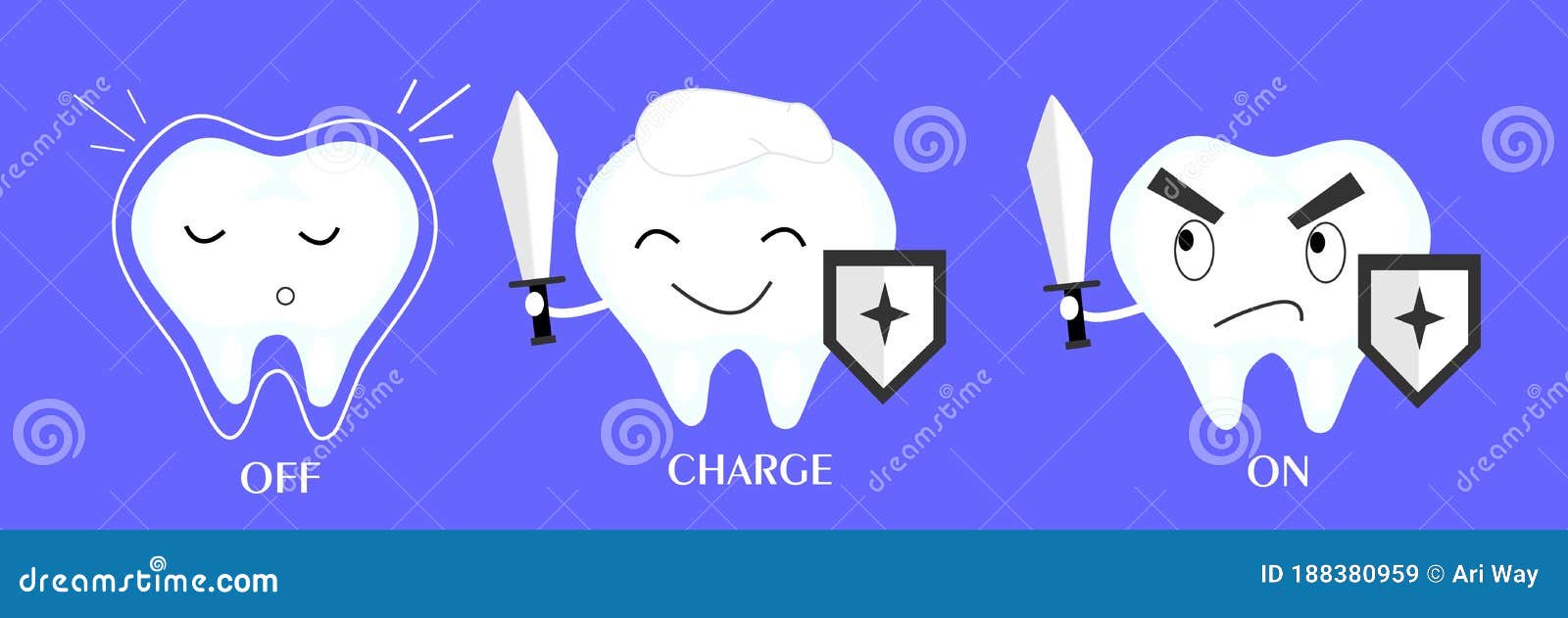 Tooth with Sword and Shield Character Vector Trendy and Modern Flat ...