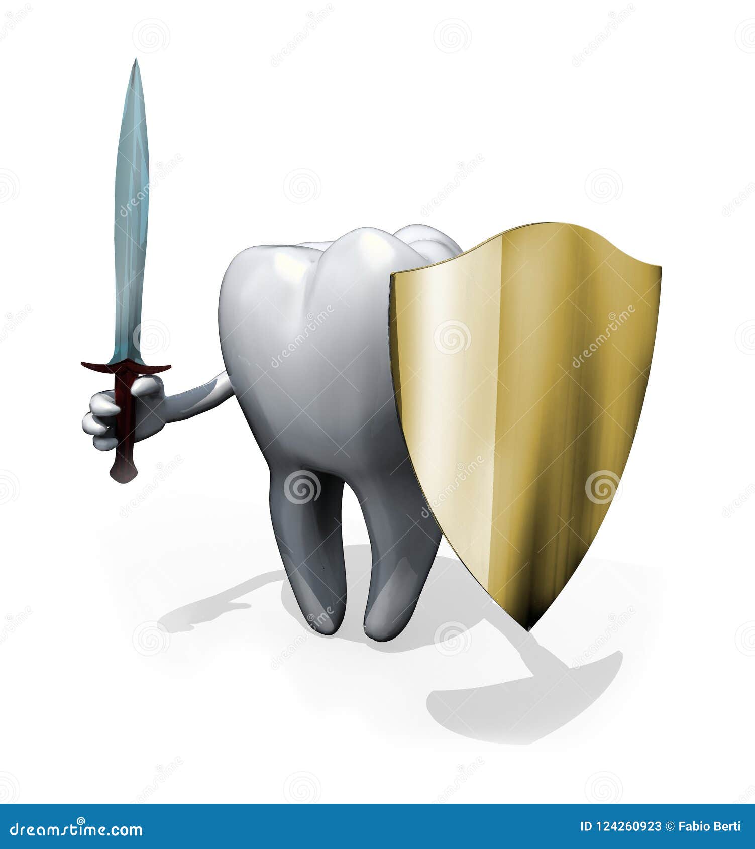 Tooth with Sword and Shield Stock Illustration - Illustration of ...
