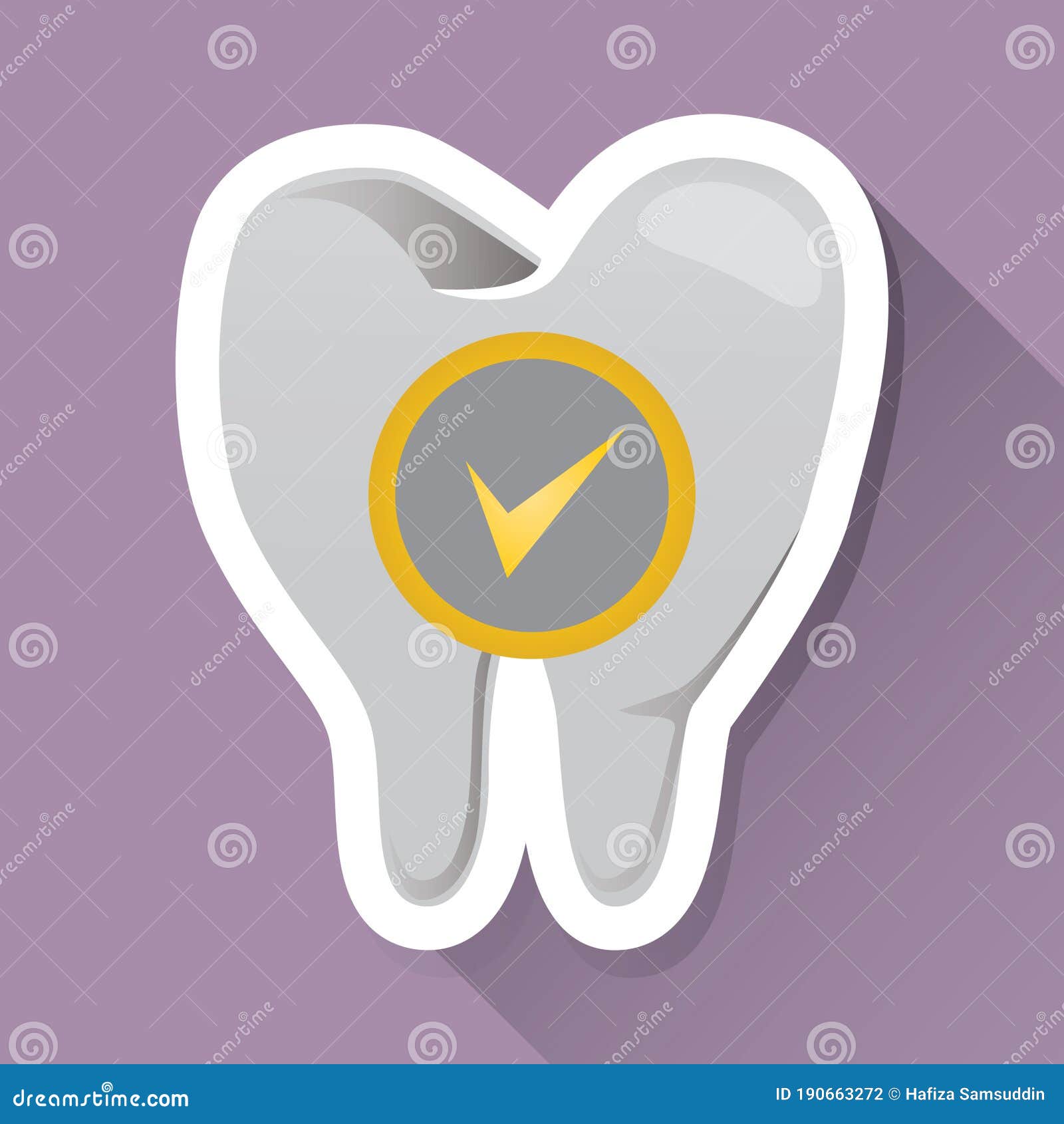 Tooth with Tick Mark Label. Vector Illustration Decorative Design Stock ...