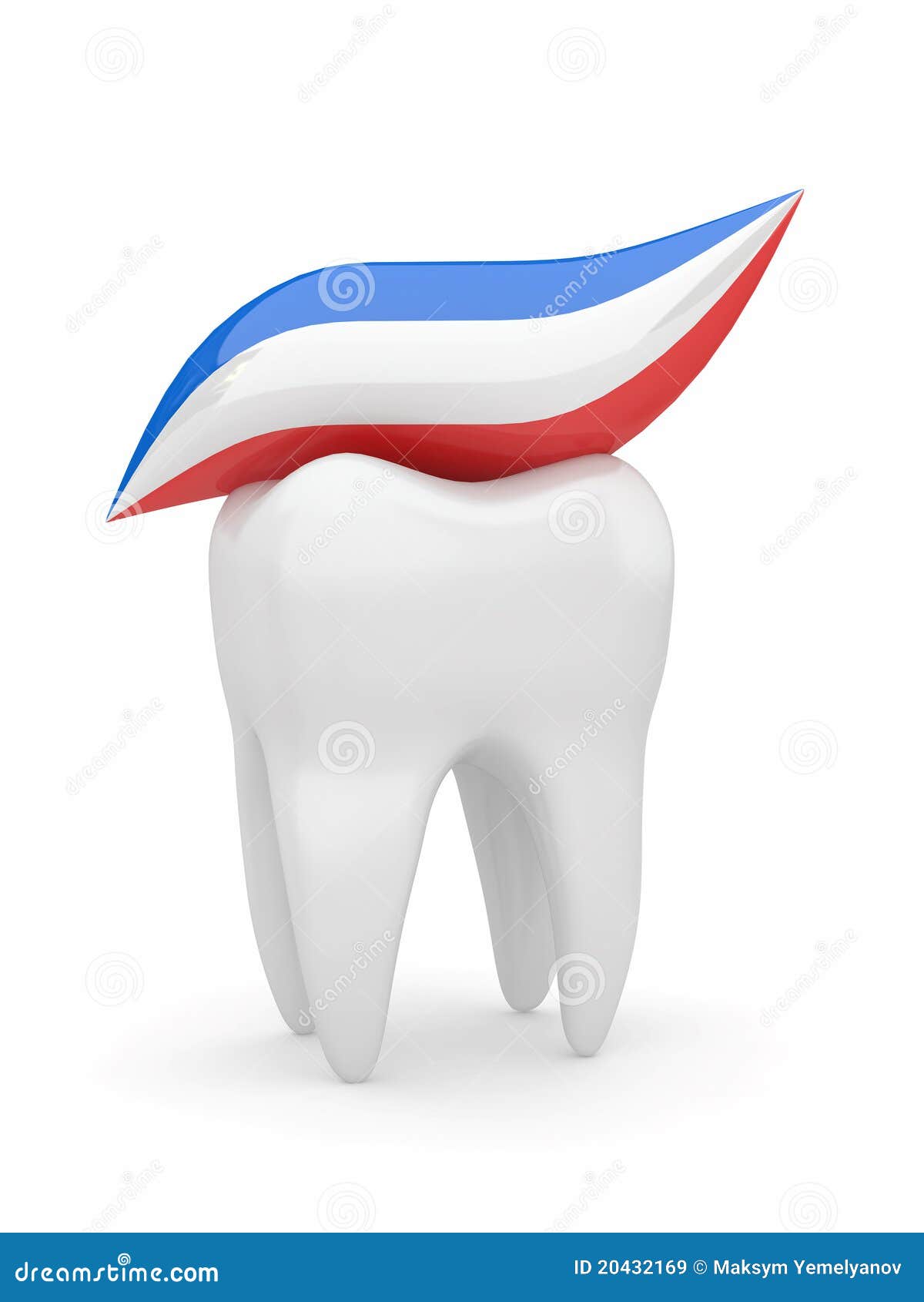Tooth and tooth-paste. 3d stock illustration. Illustration of objects ...