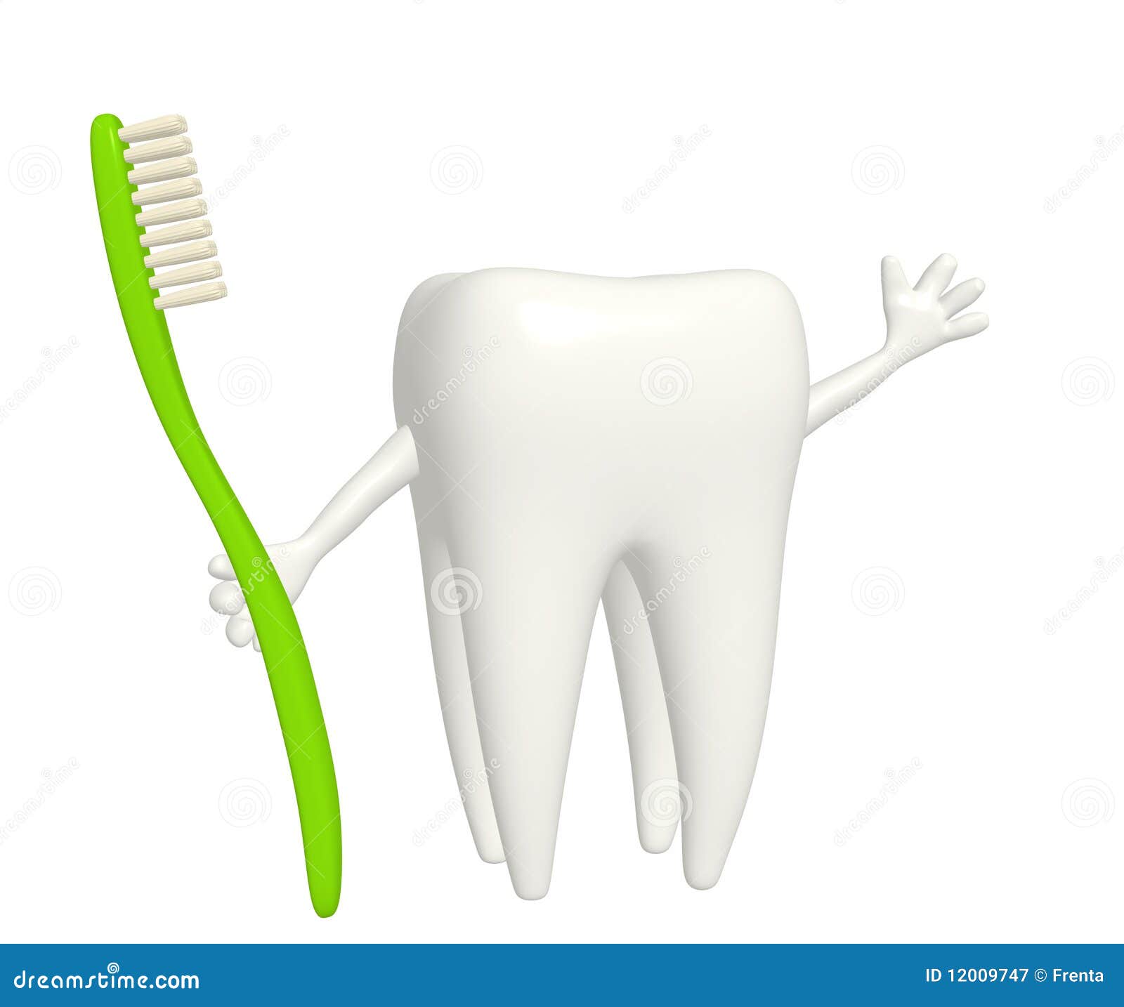 Tooth with toothbrush stock illustration. Illustration of isolated ...