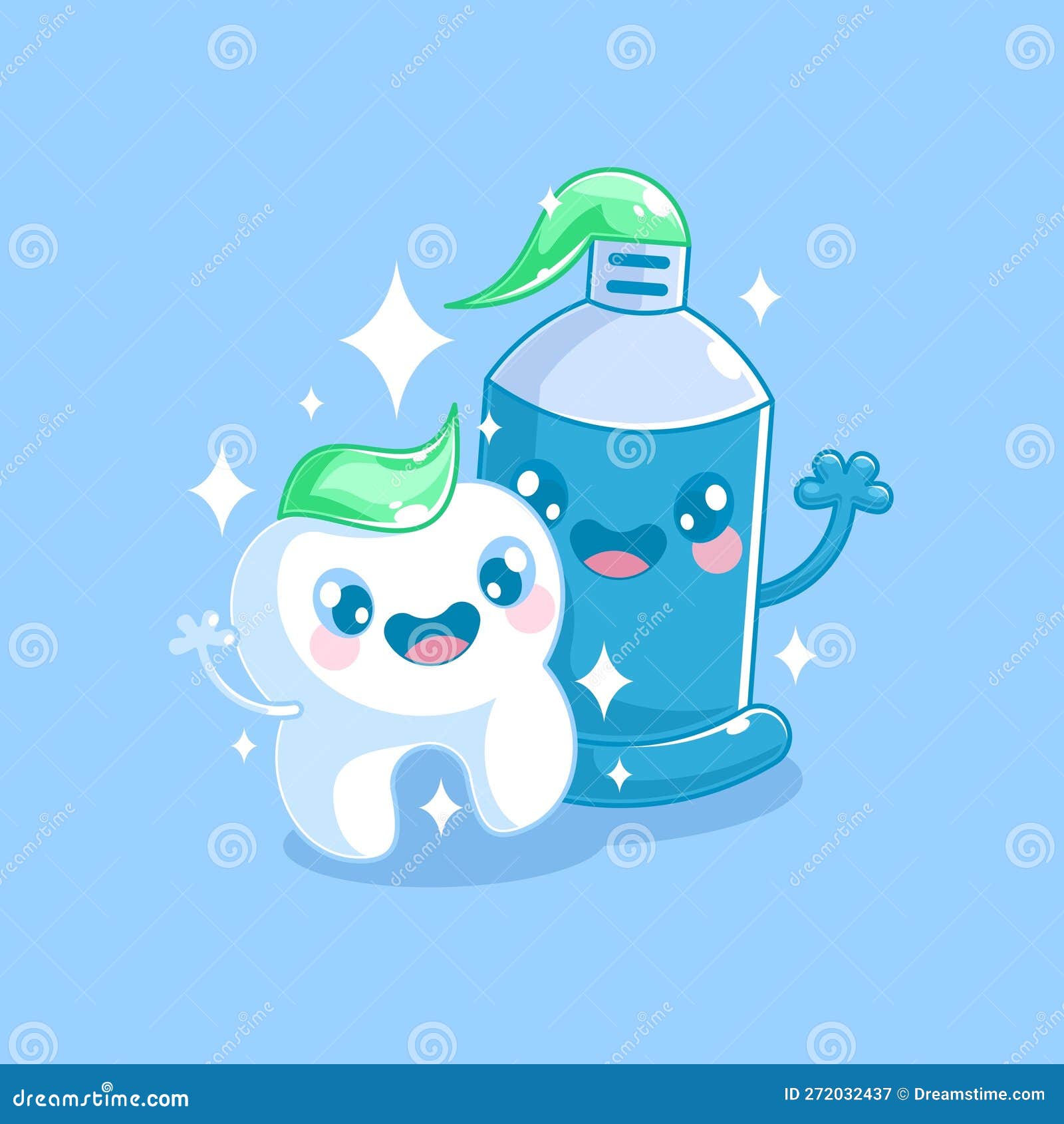 Tooth and Toothpaste Cartoon Design Stock Vector - Illustration of ...