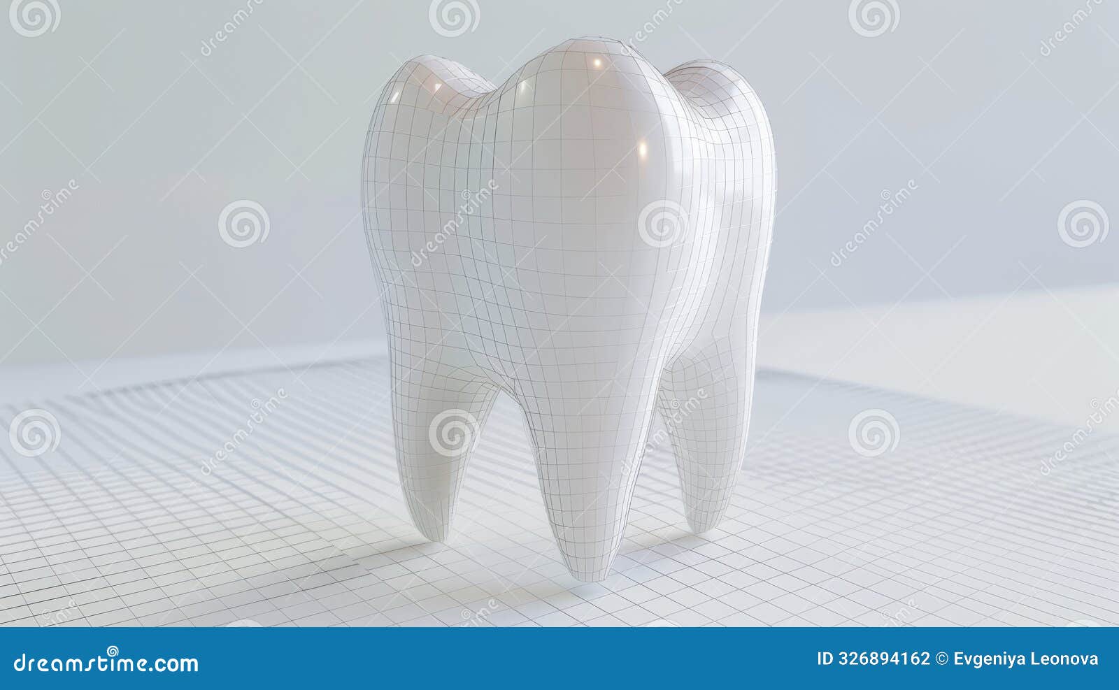 Tooth from Top Side Angle on White Background with Interactive Grid for ...