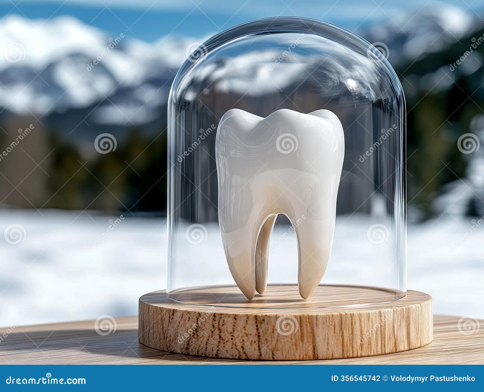 A Tooth Under a Glass Dome on a Wooden Table Stock Photo - Image of ...