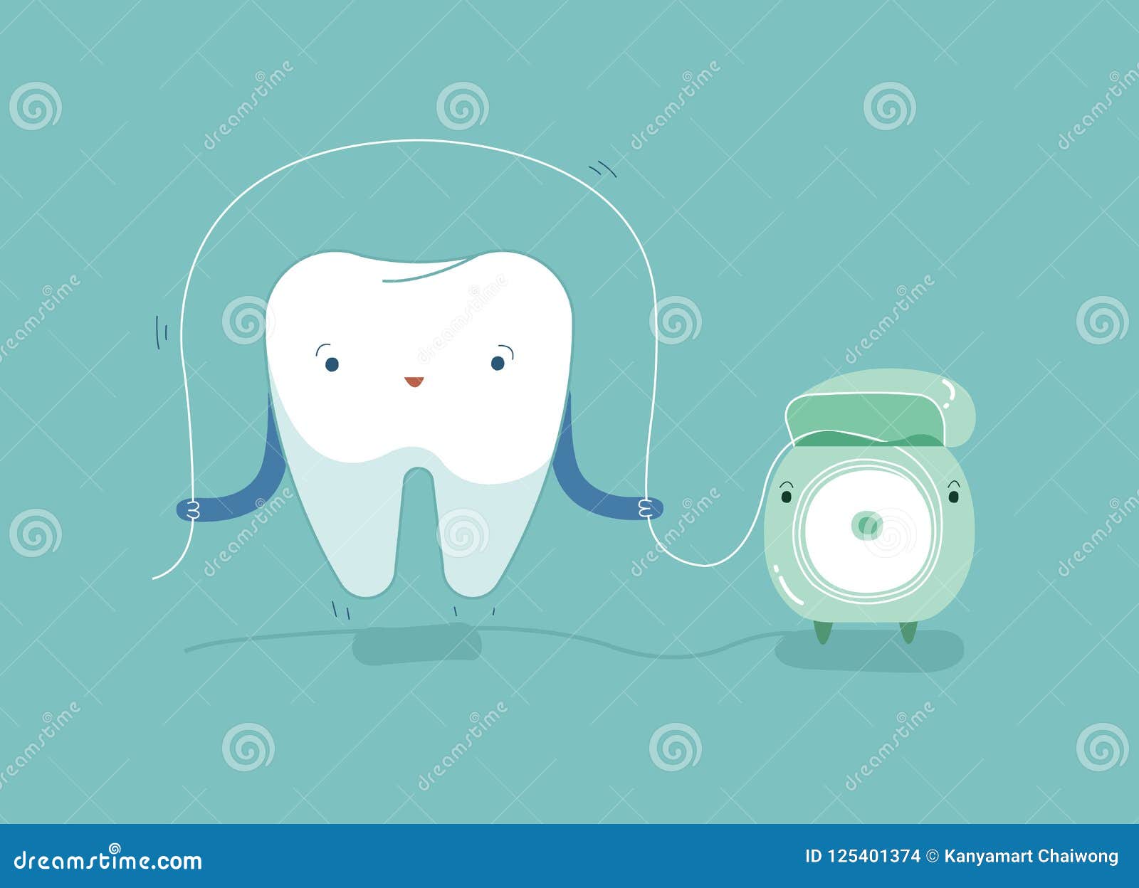 Tooth Using Dental Floss for White Teeth, Dental Vector Concept Stock ...
