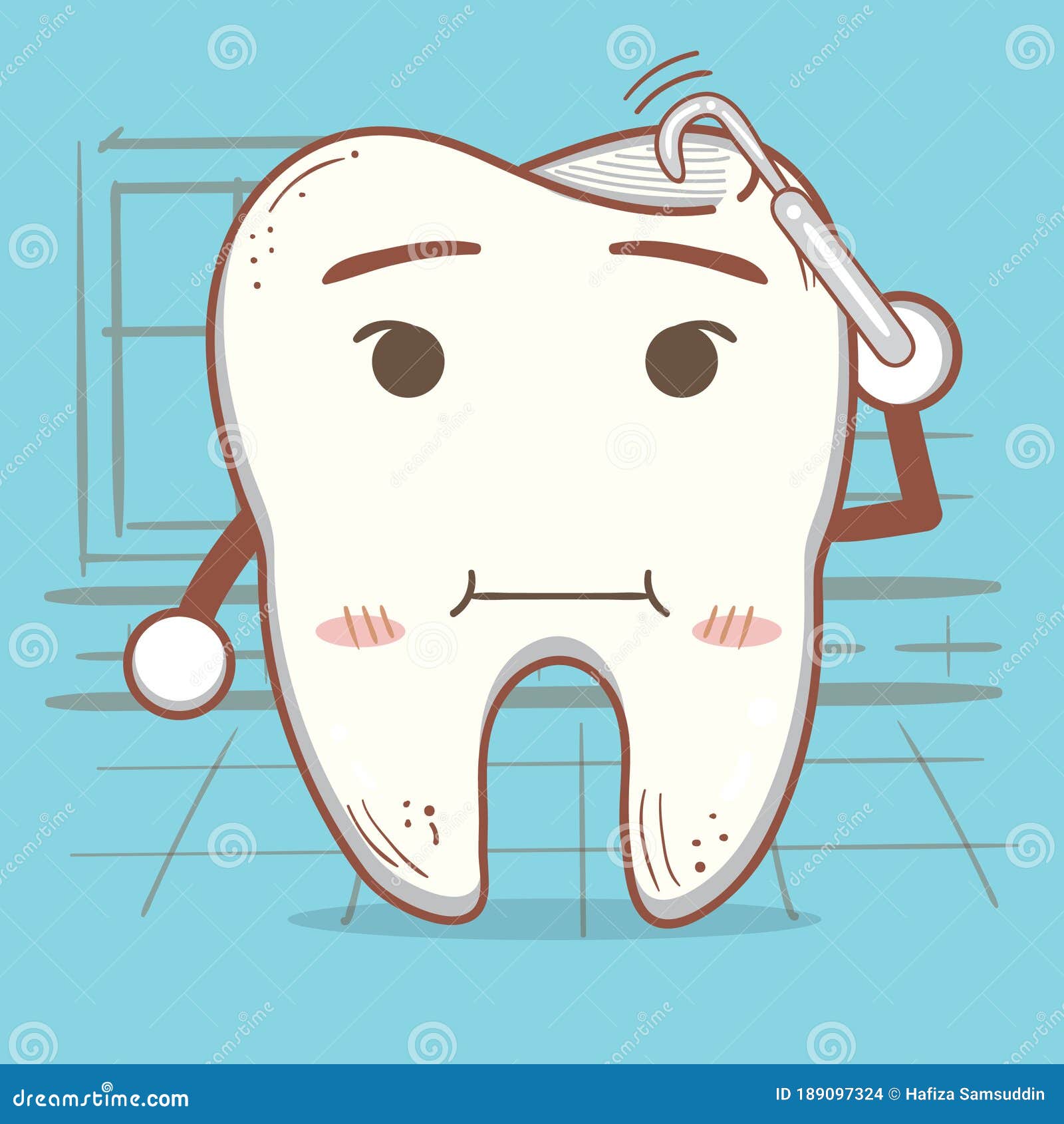 Tooth Using Dental Probe. Vector Illustration Decorative Design Stock ...