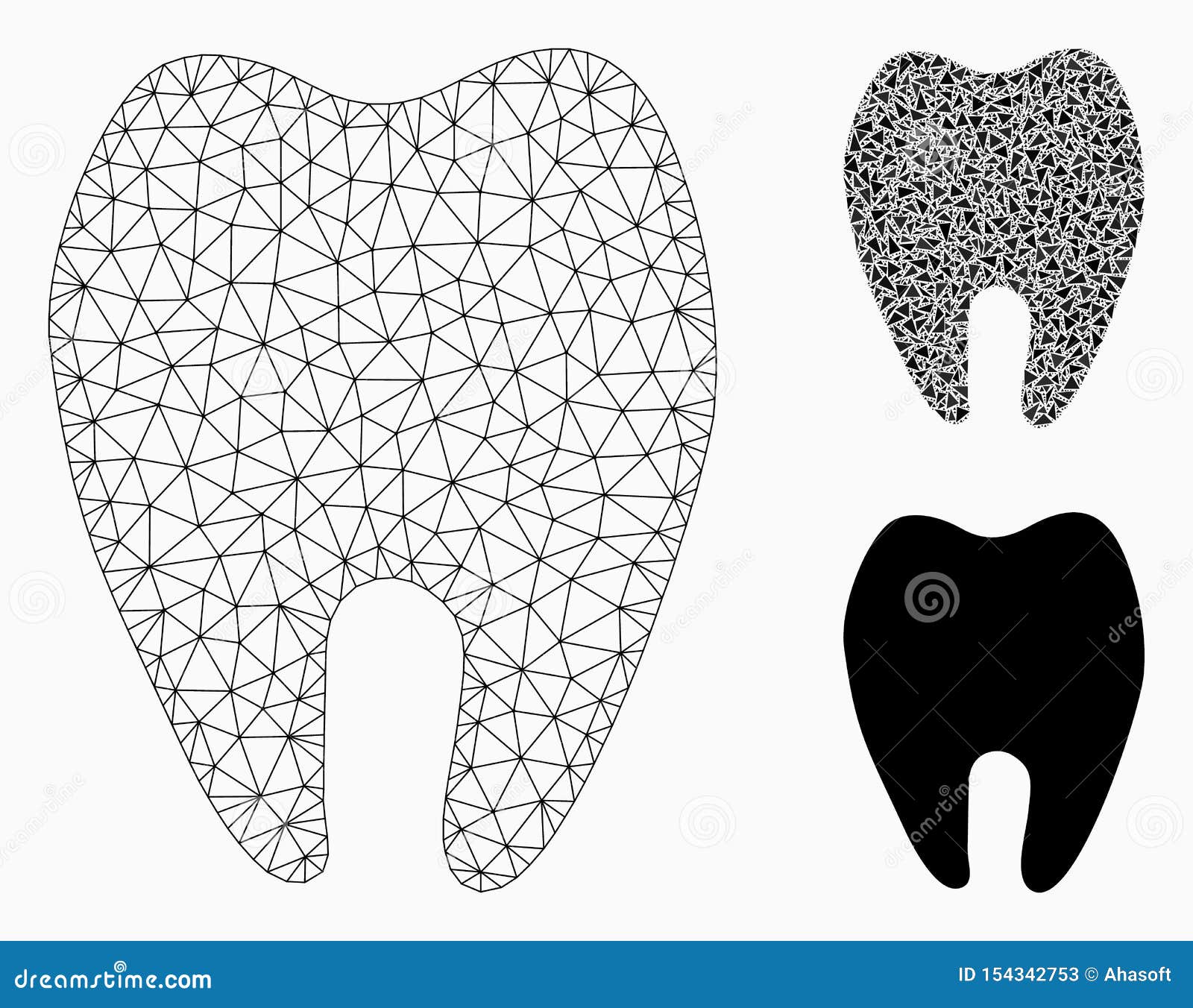 Tooth Vector Mesh 2D Model and Triangle Mosaic Icon Stock Vector ...