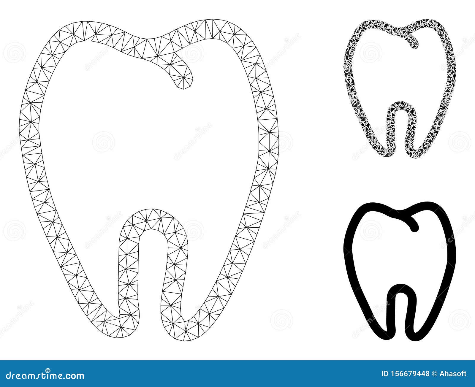 Tooth Vector Mesh Network Model and Triangle Mosaic Icon Stock Vector ...