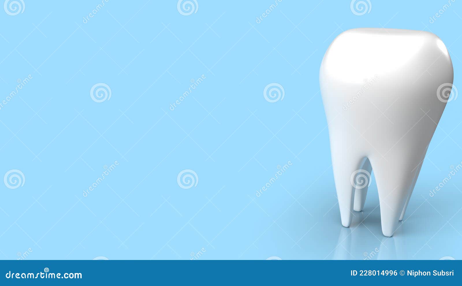 Tooth White on Blue Background for Dental or Medical Concept 3d ...