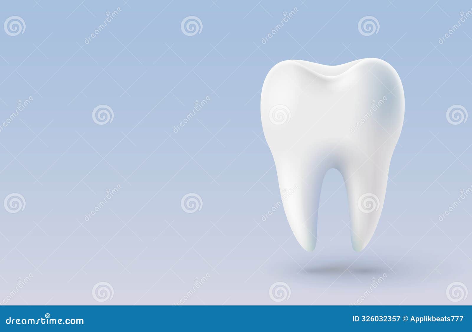 Tooth White, 3D Illustration of a Tooth on a Light Background. Vector ...