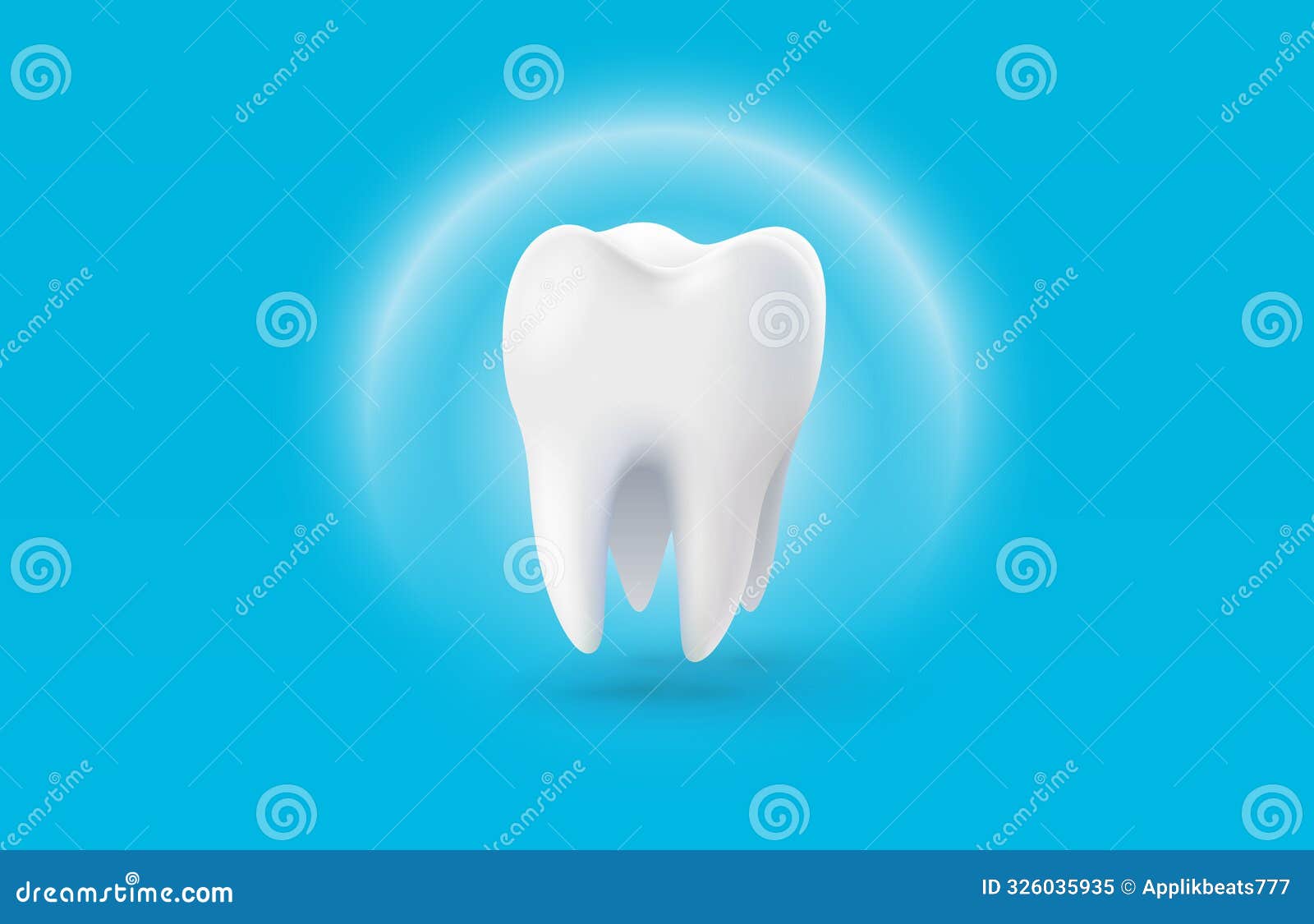 Tooth White, 3D Illustration of a Tooth on a Light Background. Vector ...