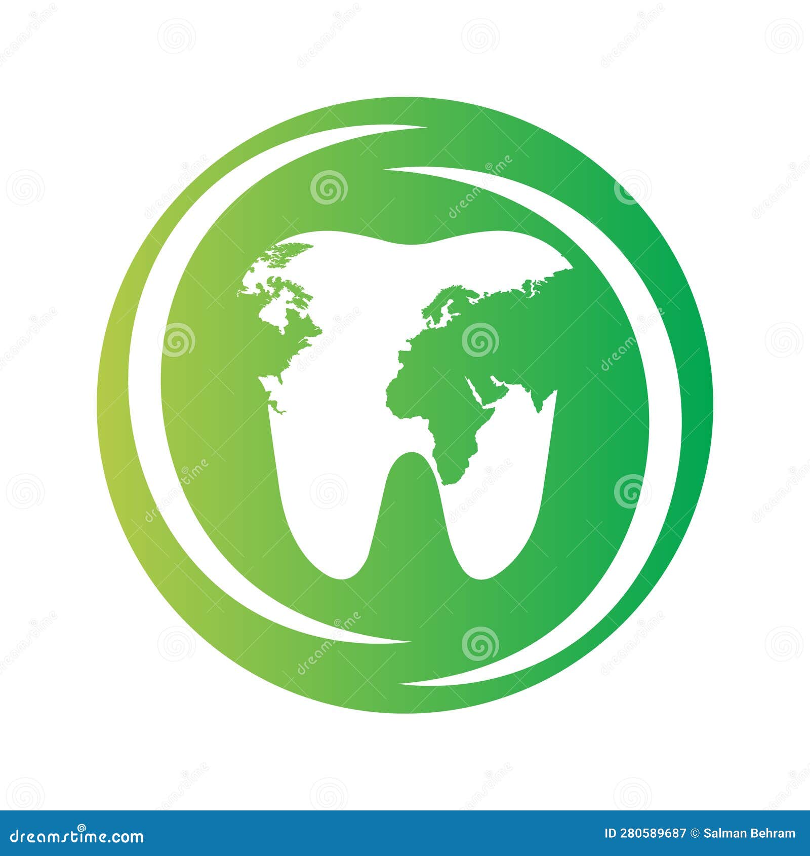Tooth World Globe Icon Inside a Shape of Circle Vector Illustration ...