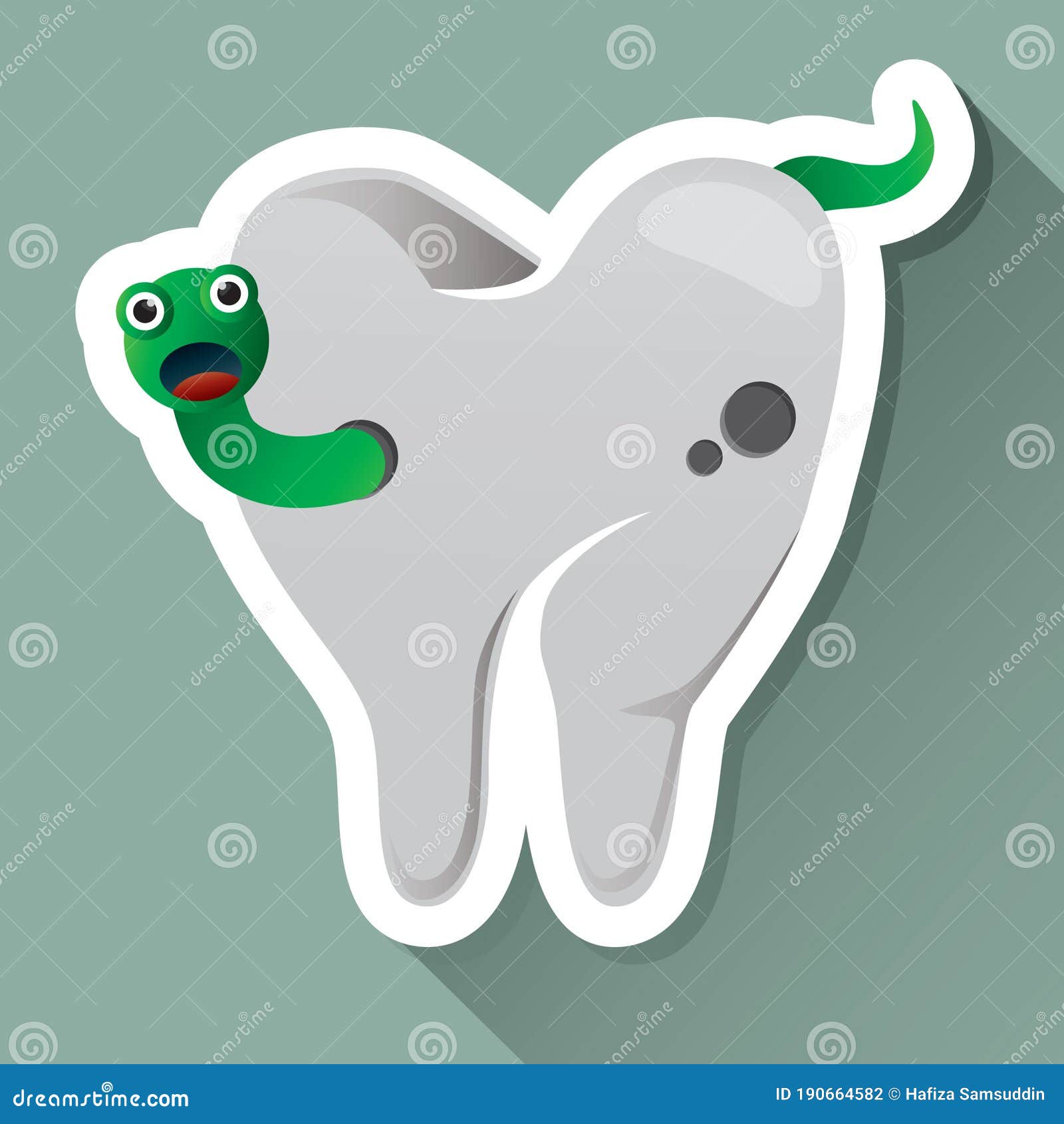 Tooth with Worm Label. Vector Illustration Decorative Design Stock ...