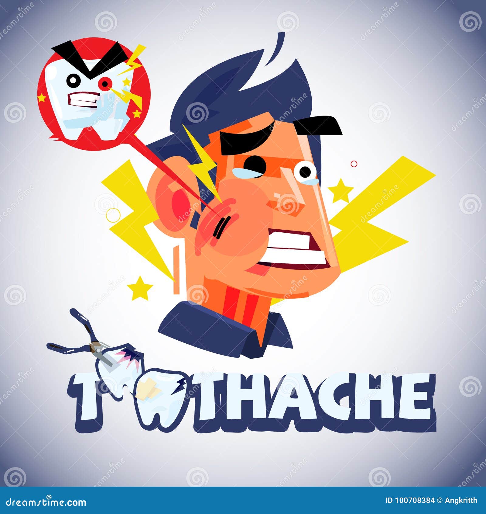 Toothache Man in Emotional with Logotype for Header Design - Vector ...