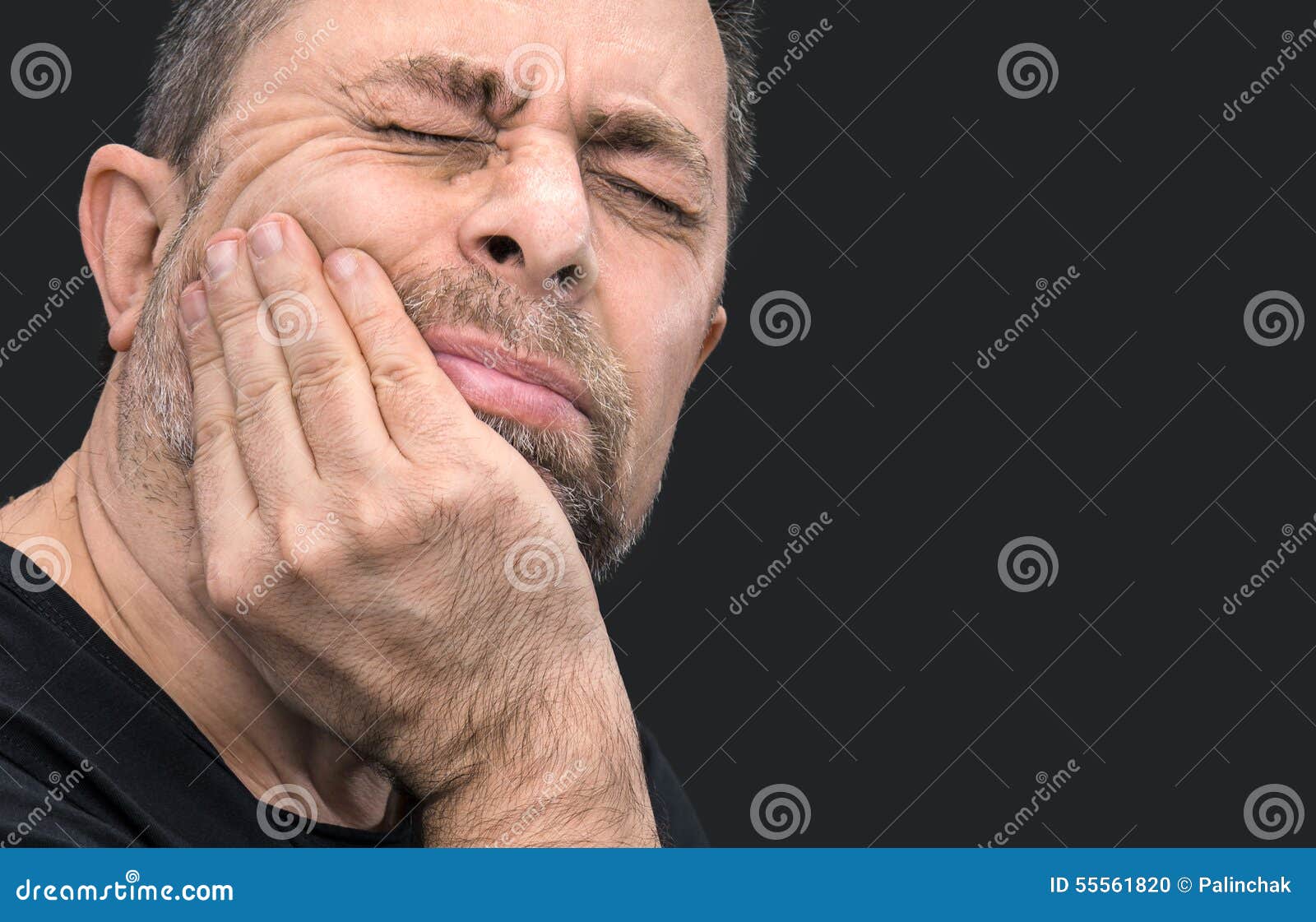 Toothache. Man with Face Closed by Hand Stock Photo - Image of ...