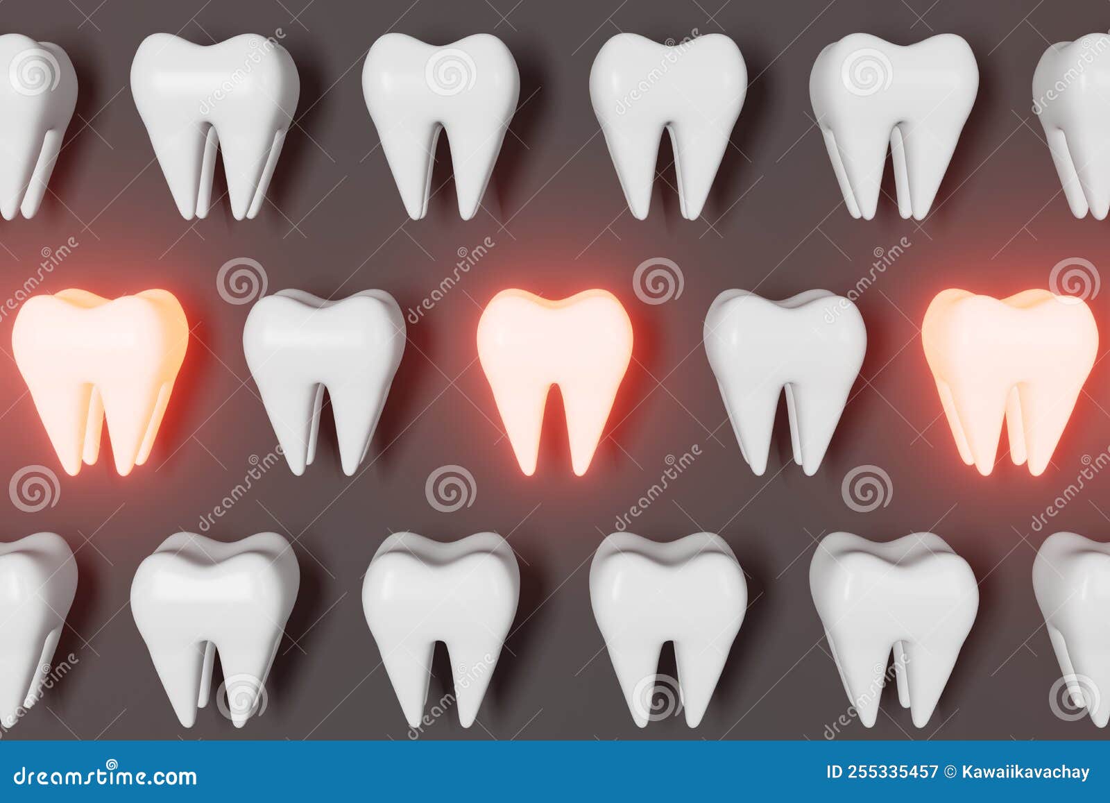 Toothache Problem 3d Rendering Pattern Grey Background. White Healthy ...