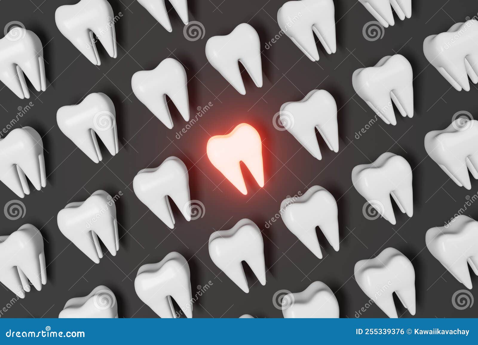 Toothache Problem 3d Rendering Pattern Grey Background. White Healthy ...