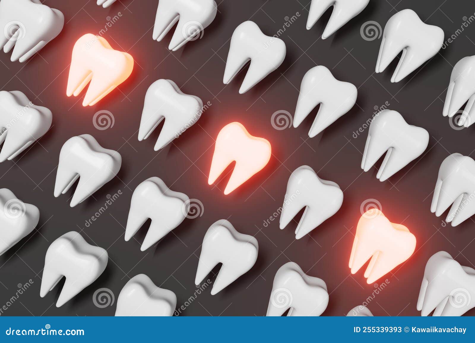 Toothache Problem 3d Rendering Pattern Grey Background. White Healthy ...
