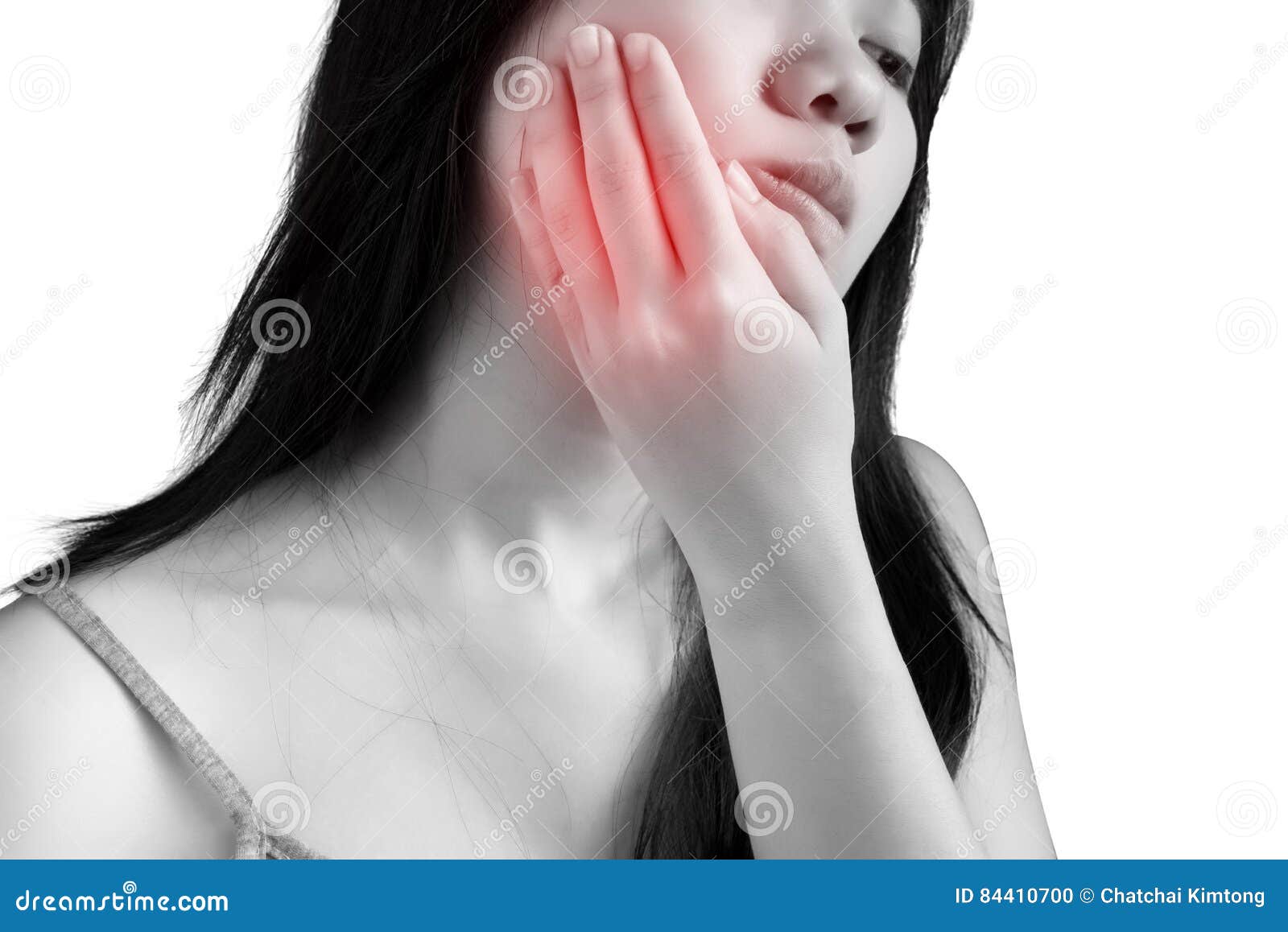Toothache Symptom in a Woman Isolated on White Background. Clipping ...
