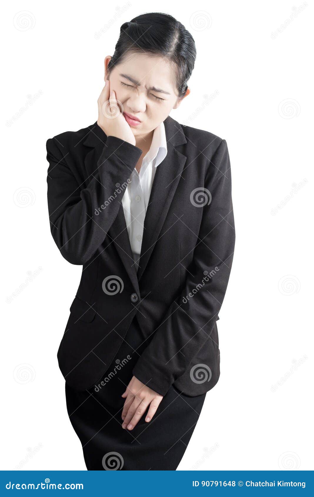 Toothache Symptom in a Woman Isolated on White Background. Clipping ...