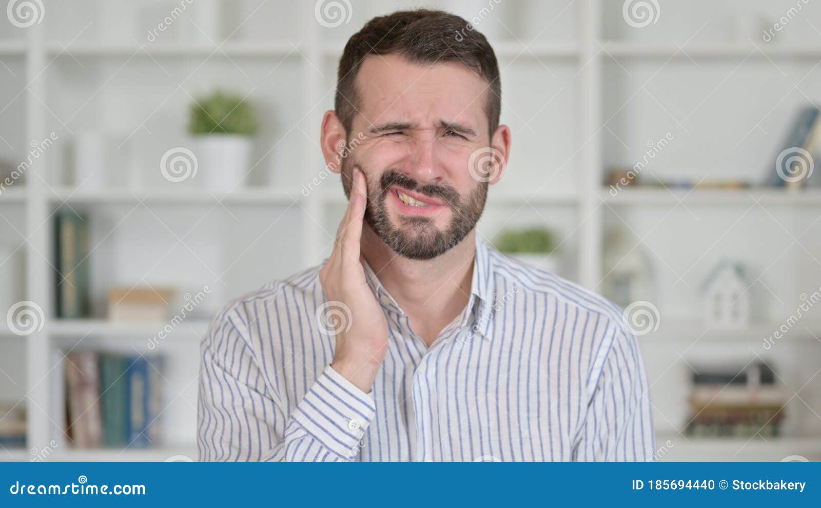 Toothache, Young Man with Pain in Teeth Stock Photo - Image of ...