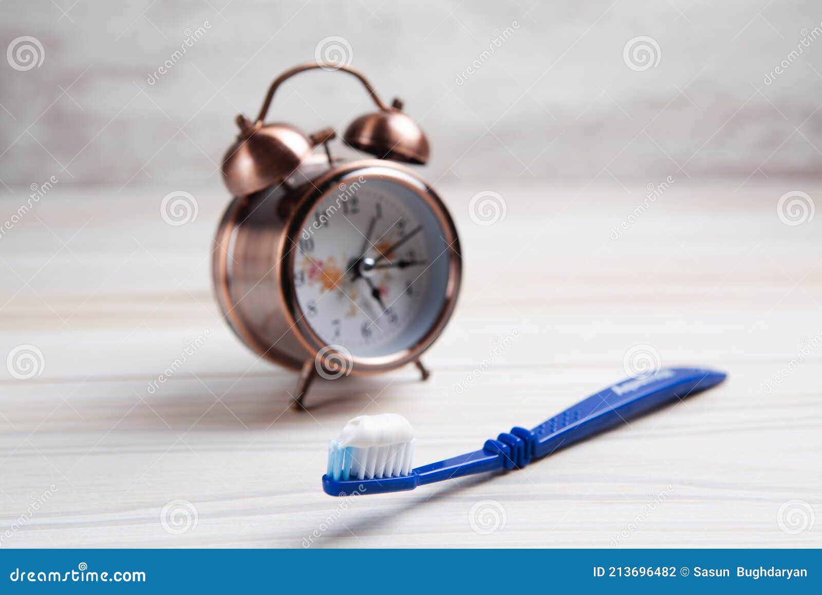 Toothbrush and Alarm Clock Time To Brush Your Teeth Stock Photo - Image ...