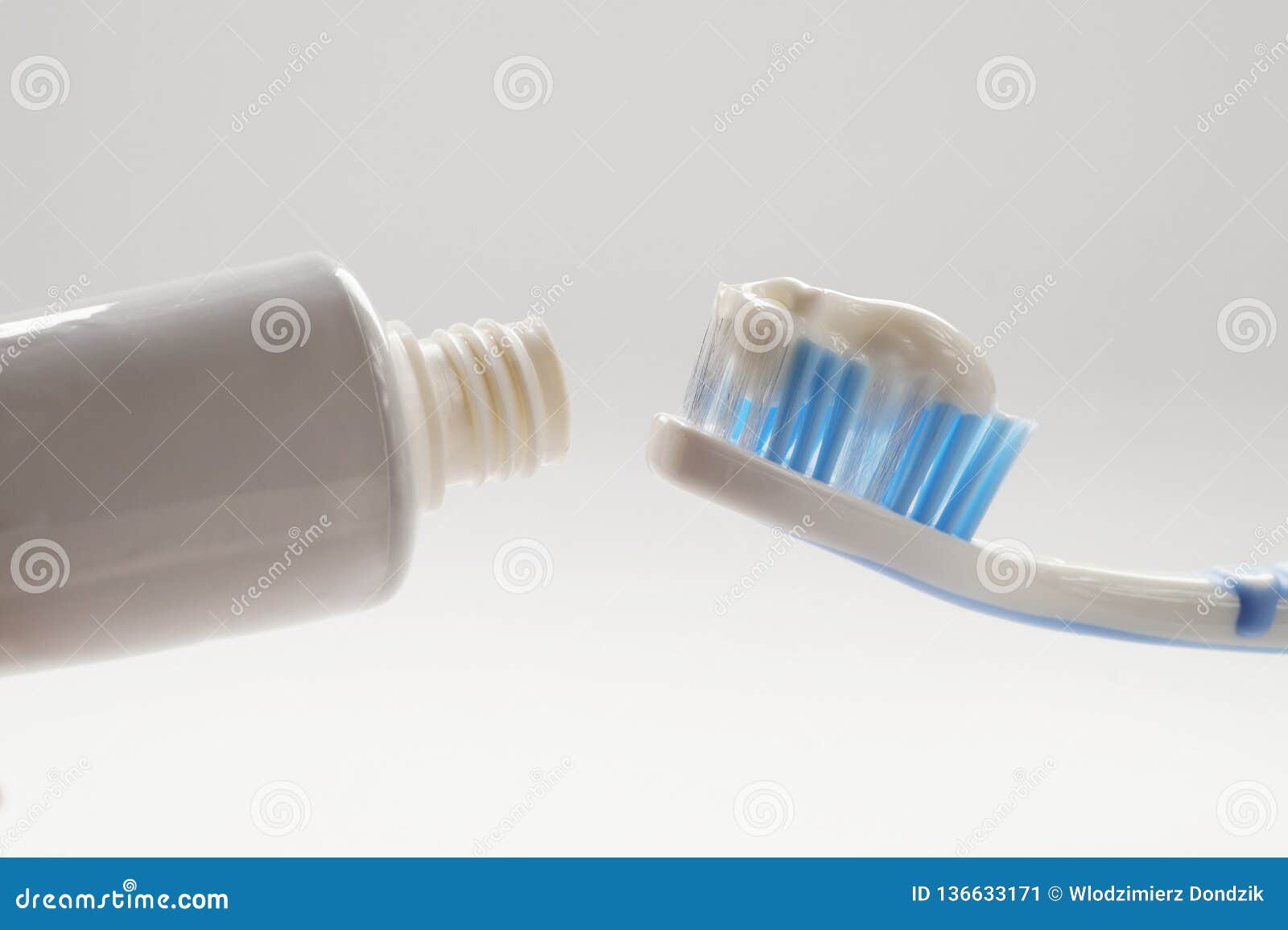 A Toothbrush with Applied Paste and a Tube of Toothpaste. Morning ...