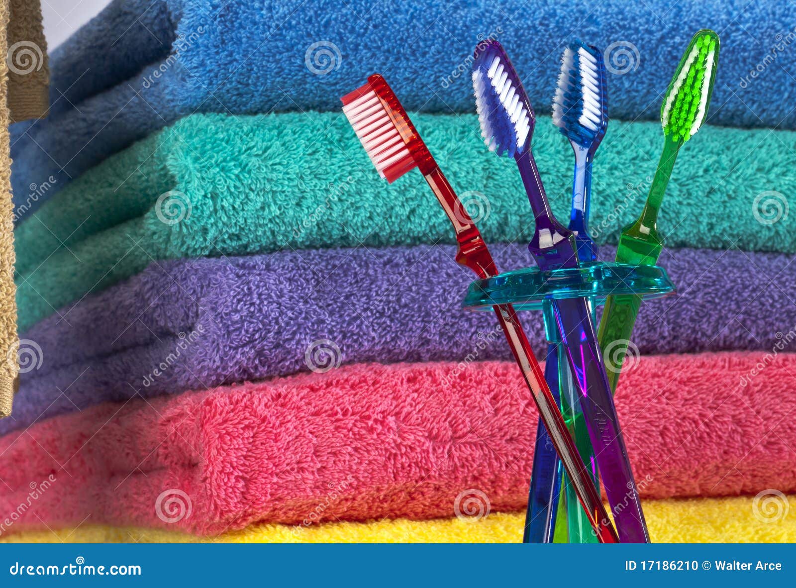 Toothbrush and Bath Towels stock photo. Image of houseware - 17186210