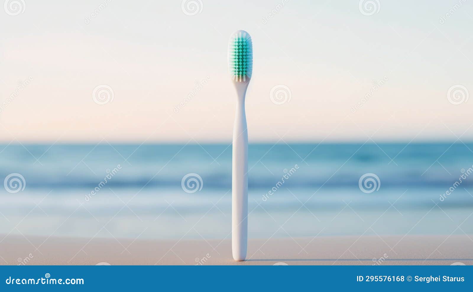 A Toothbrush on the Beach with a Blue Sky, AI Stock Photo - Image of ...