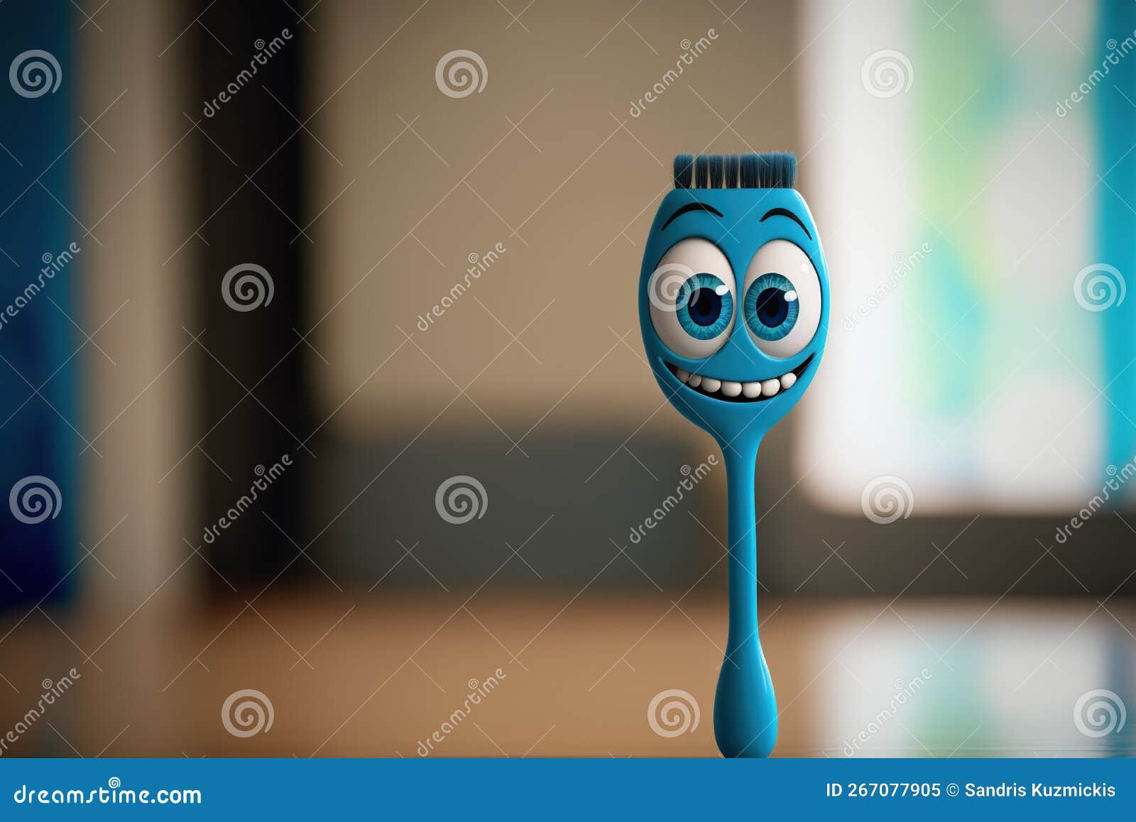 Toothbrush with Big Eyes and Mouth. Generative AI Stock Illustration ...