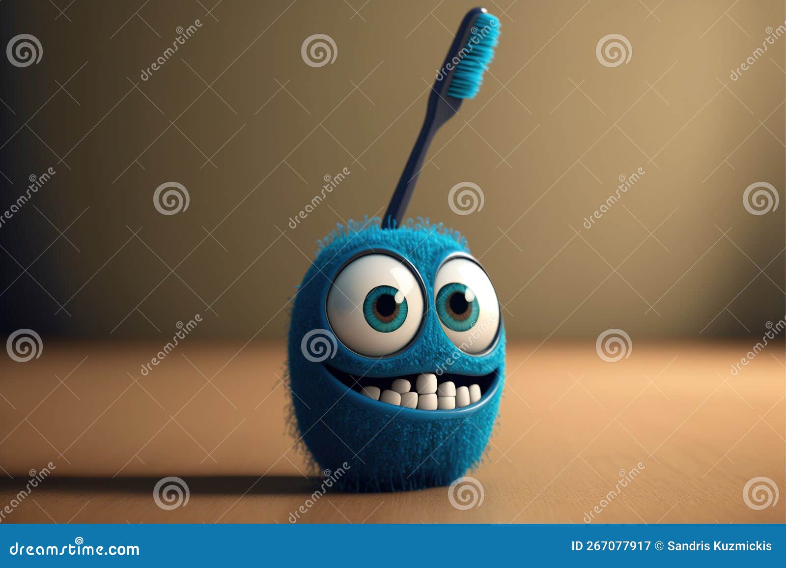 Toothbrush with Big Eyes and Mouth. Generative AI Stock Illustration ...