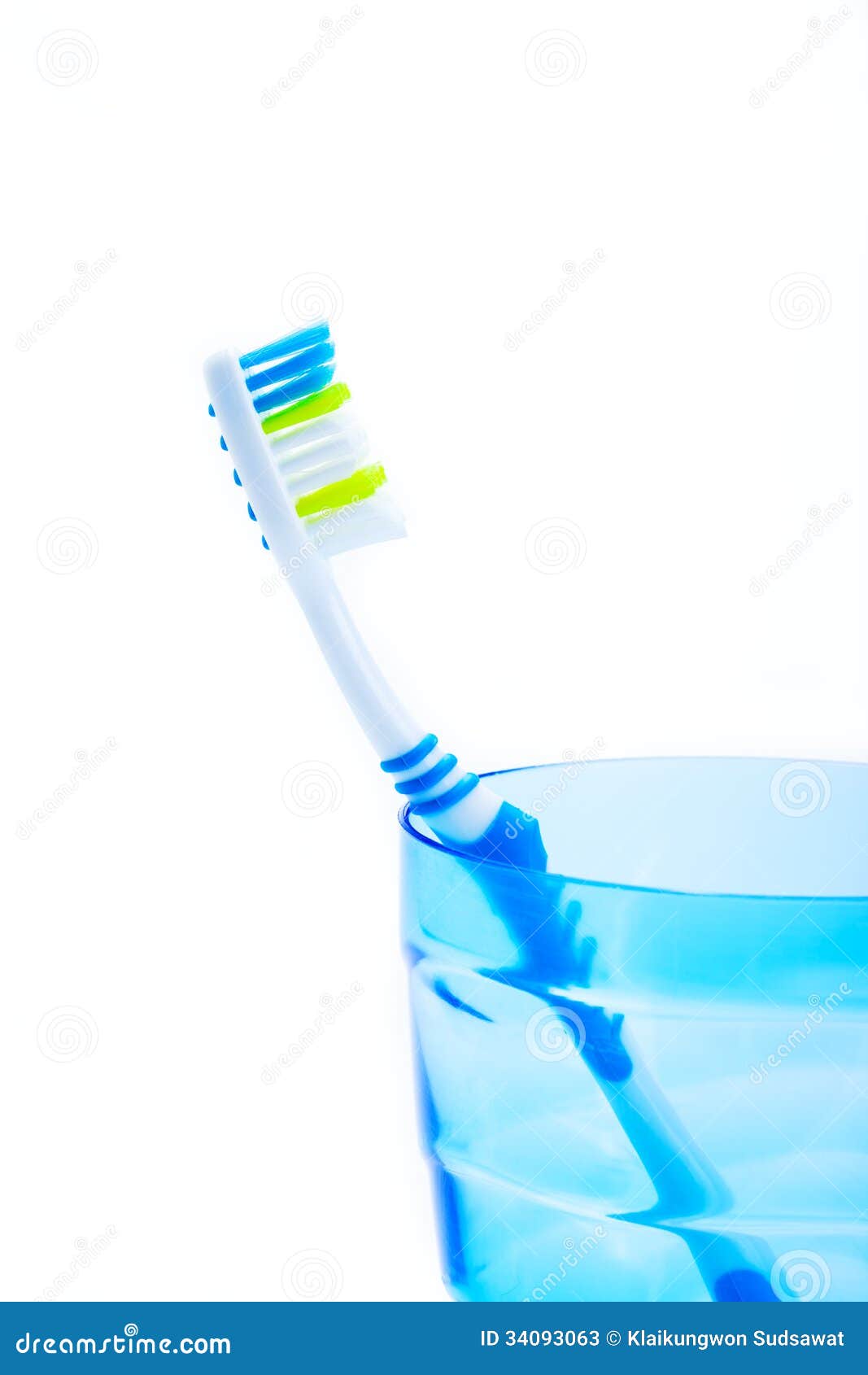 Toothbrush in Blue Plastic Glass Stock Image - Image of purity, group ...