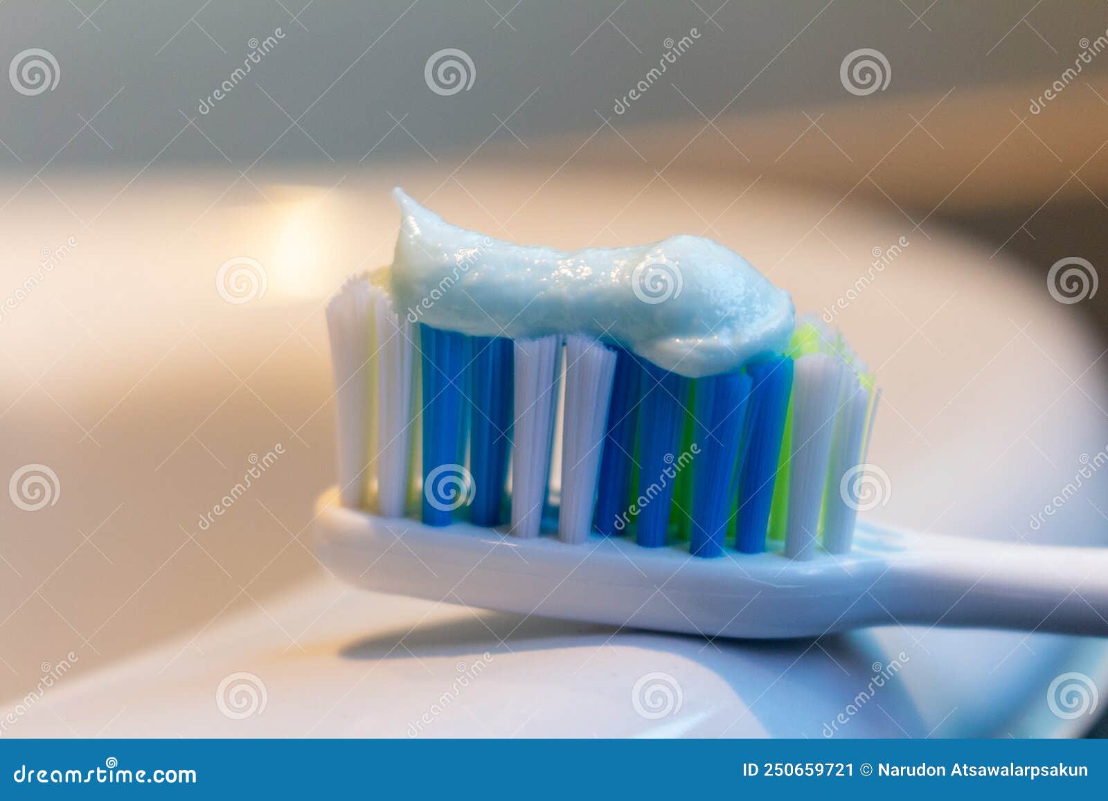 Toothbrush Closeup Bathroom Toothpaste Water Clean Care Stock Image ...