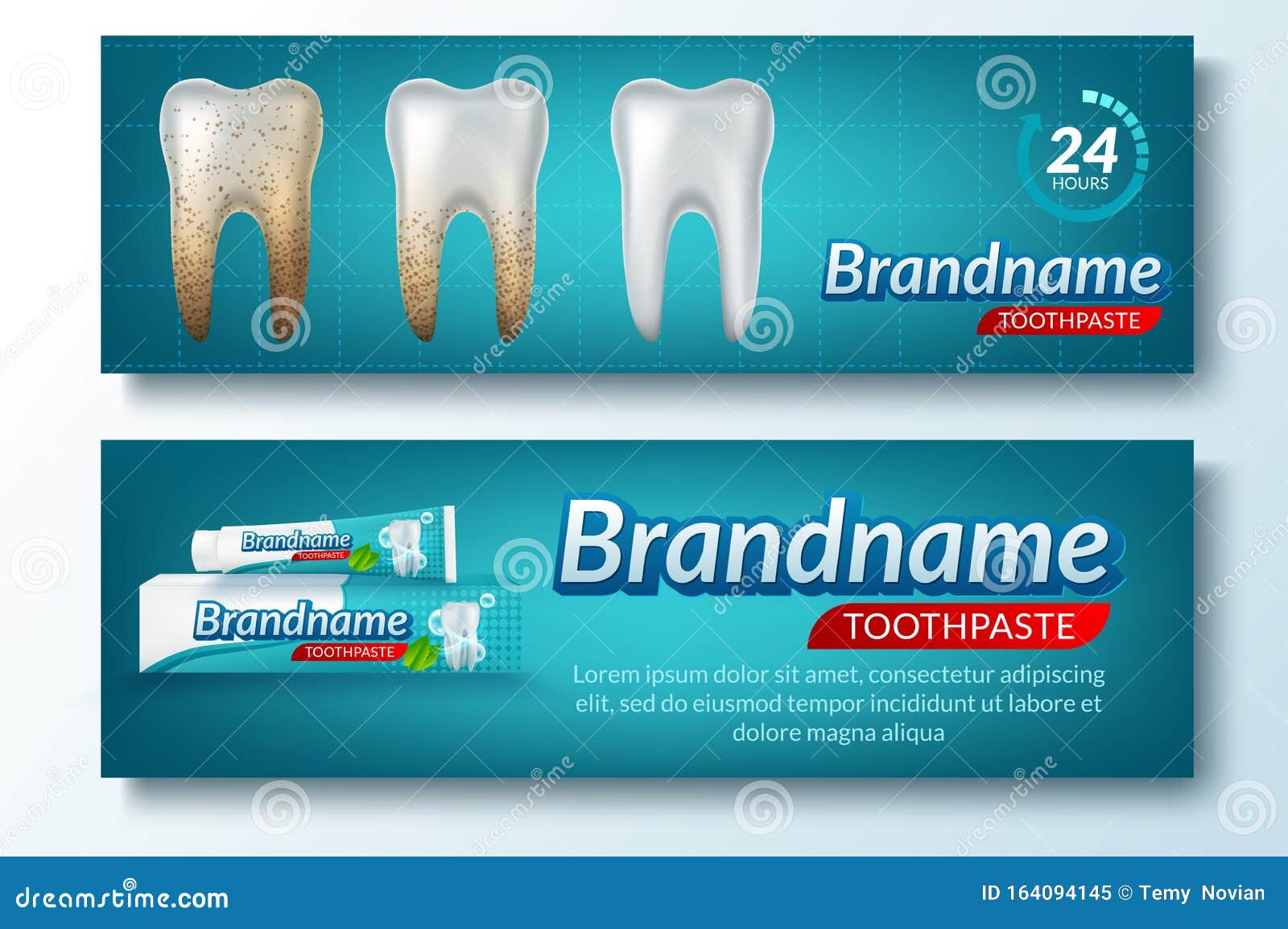 Toothbrush Dental Banner Concept Set Stock Vector - Illustration of ...