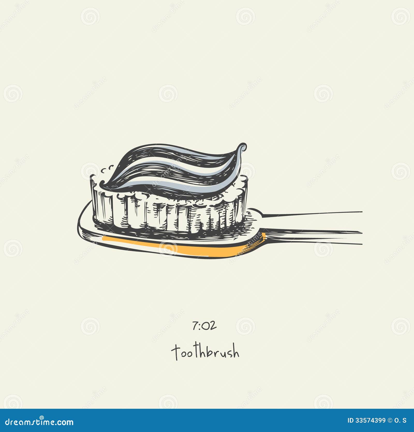 7:02 toothbrush - drawing stock vector. Illustration of dental - 33574399