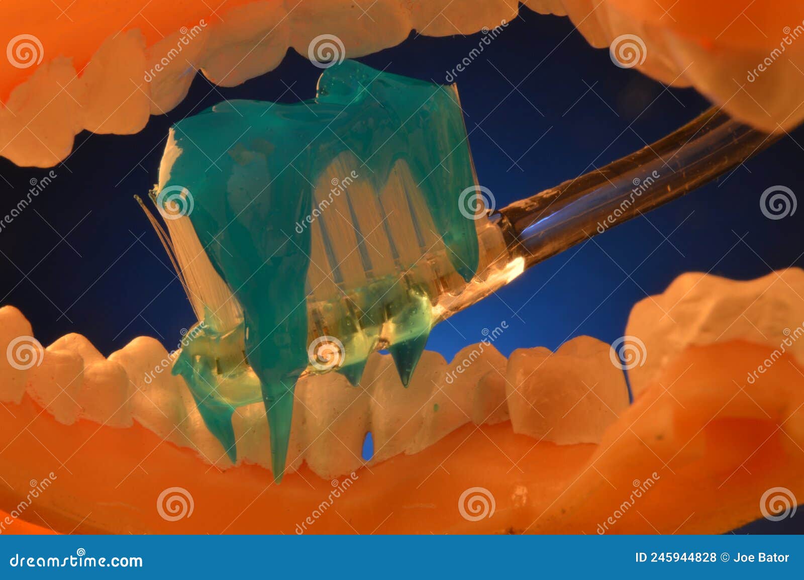 Toothbrush with Gel Toothpaste Inside Mouth Stock Photo - Image of ...