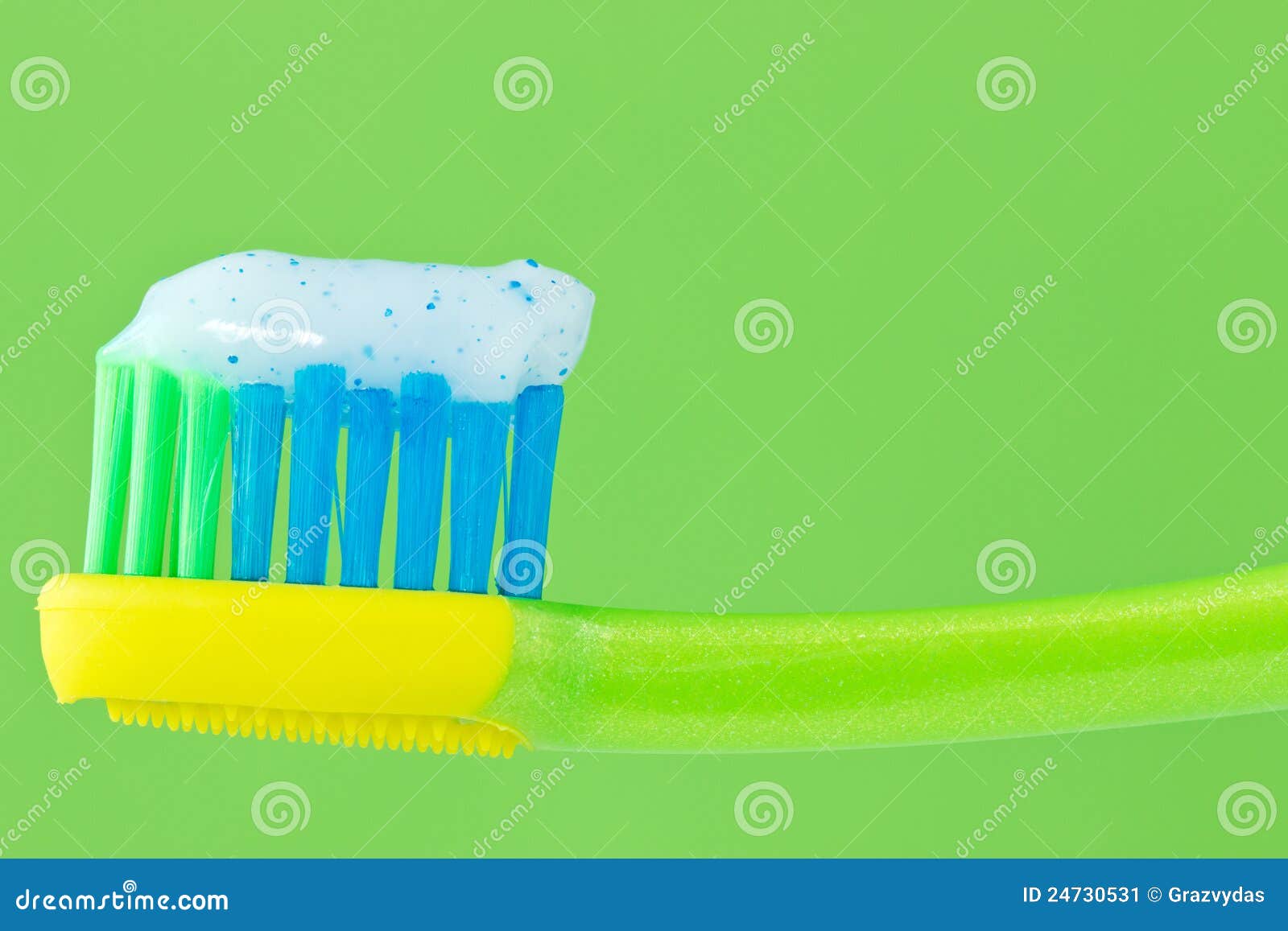 Toothbrush on Green Background Stock Image - Image of dentistry ...