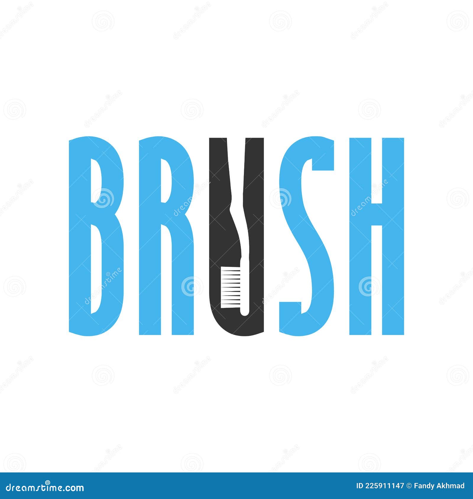 Toothbrush Lettering Typography Logo Design Vector Illustration Stock ...