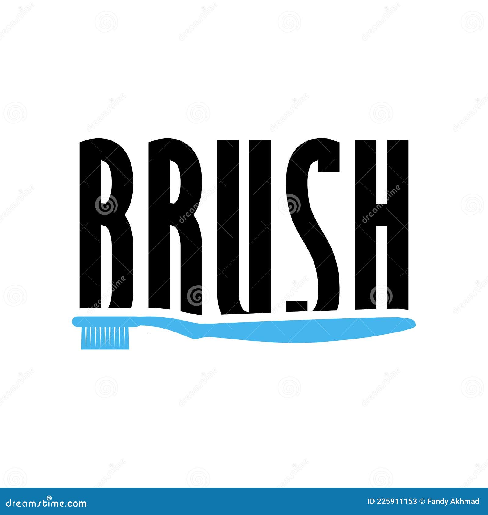 Toothbrush Lettering Typography Logo Design Vector Illustration Stock ...