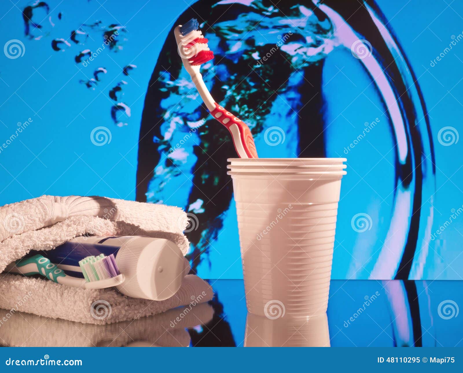 Toothbrush - Mug - Toothpaste Stock Image - Image of blue, toothbrush ...