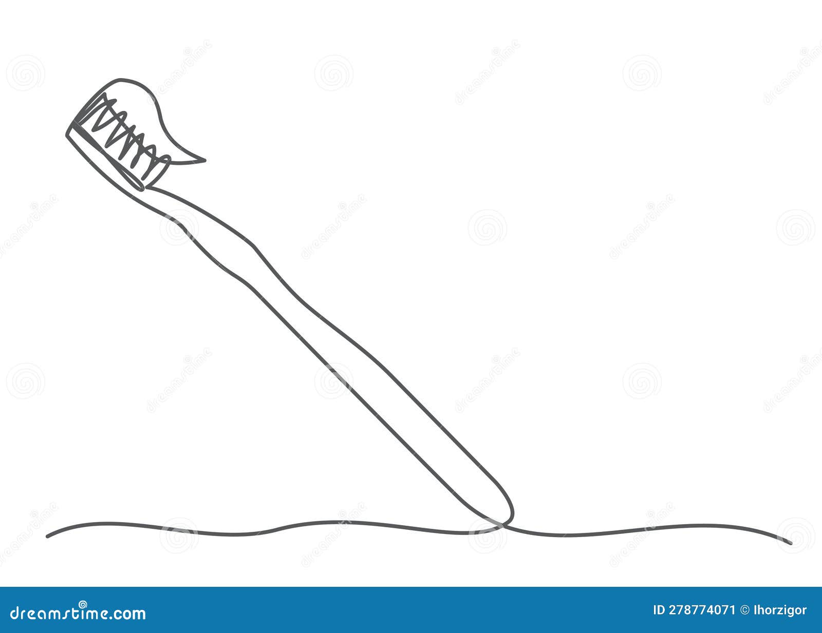Toothbrush One Line Drawing on White Background Stock Vector ...