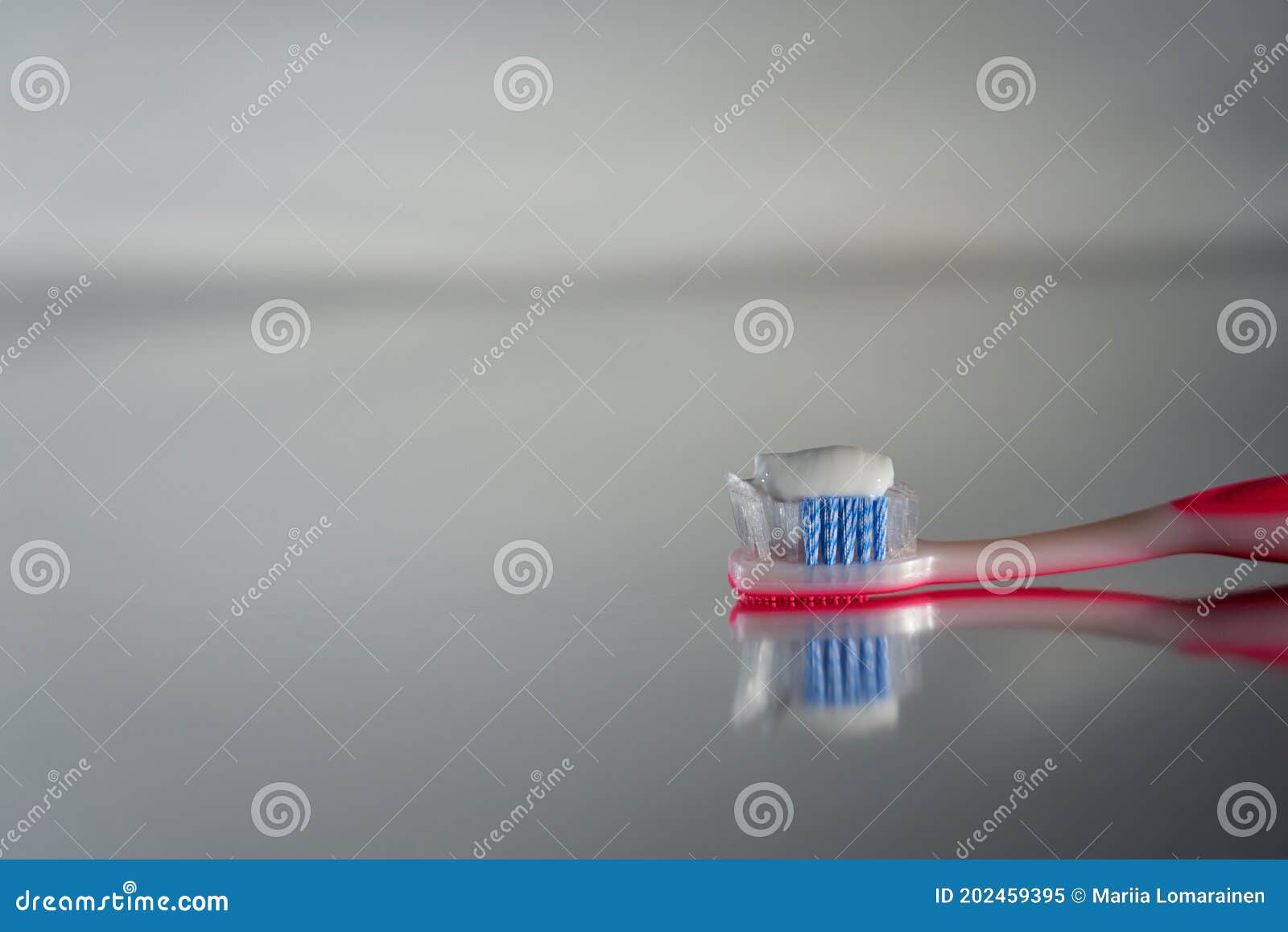 Toothbrush with Paste with Mirror Reflection. Stock Image - Image of ...