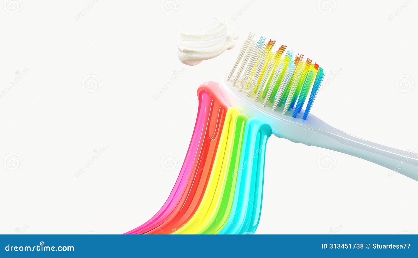 Toothbrush with Rainbow Toothpaste Stock Photo - Image of beauty, wave ...
