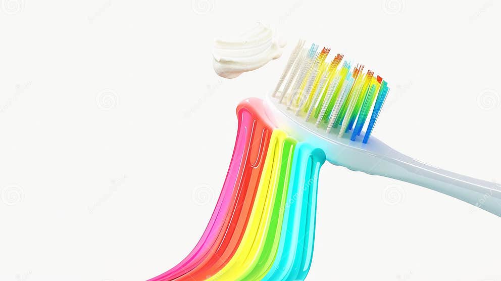 Toothbrush with Rainbow Toothpaste Stock Photo - Image of beauty, wave ...